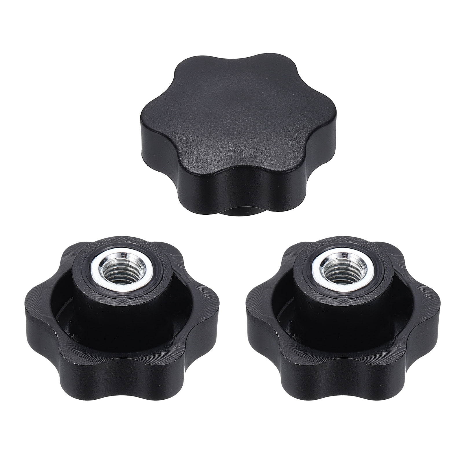 Uxcell 3pcs Star Knobs M10 Female Thread 48mm 6-Point Plastic Head Iron ...