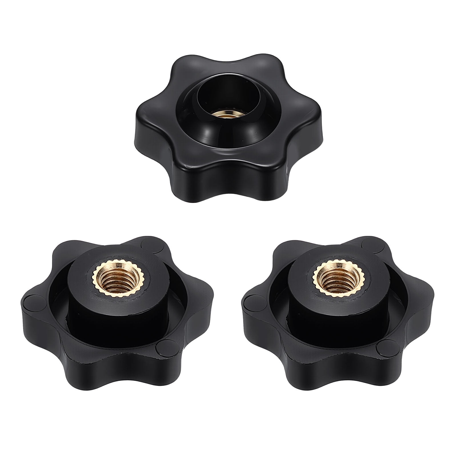 Uxcell 3pcs Star Knobs M5 Female Thread 25mm 6-Point Plastic Head Brass ...