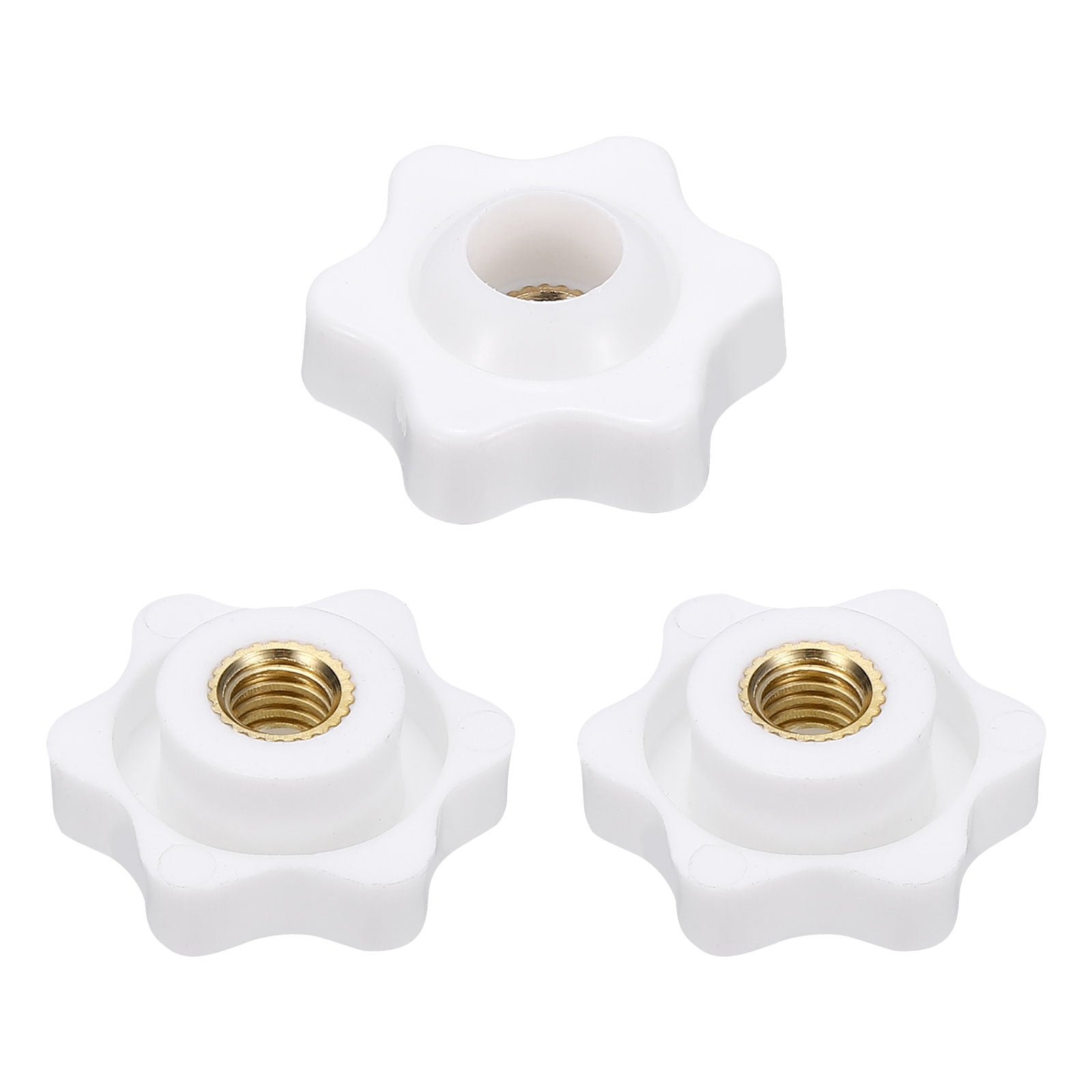 Uxcell 3pcs Star Knobs M6 Female Thread 25mm 6-Point Plastic Head Brass ...