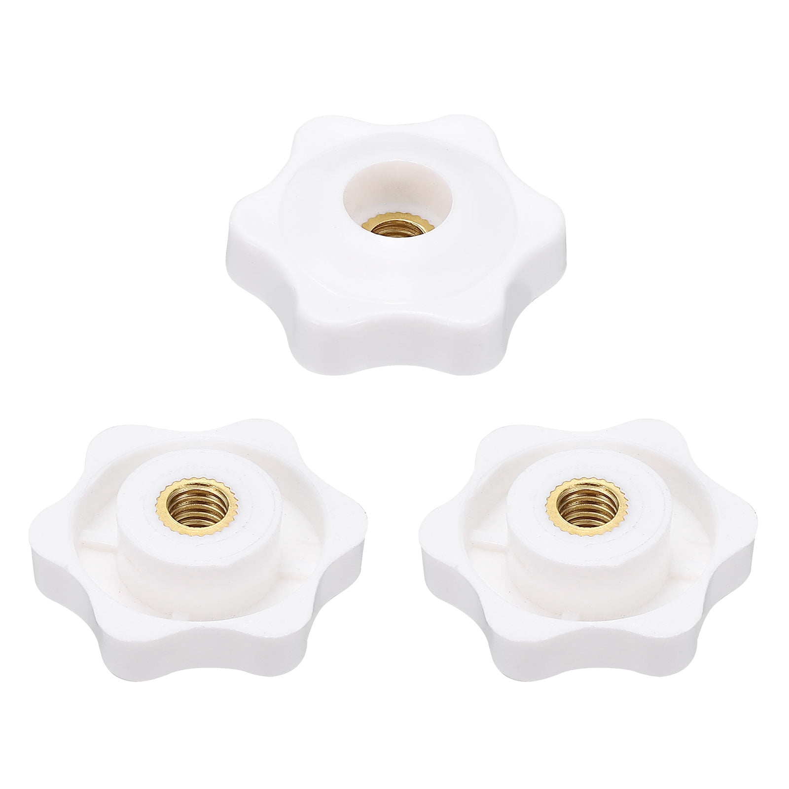 Uxcell 3pcs Star Knobs M6 Female Thread 32mm 6-Point Plastic Head Brass ...