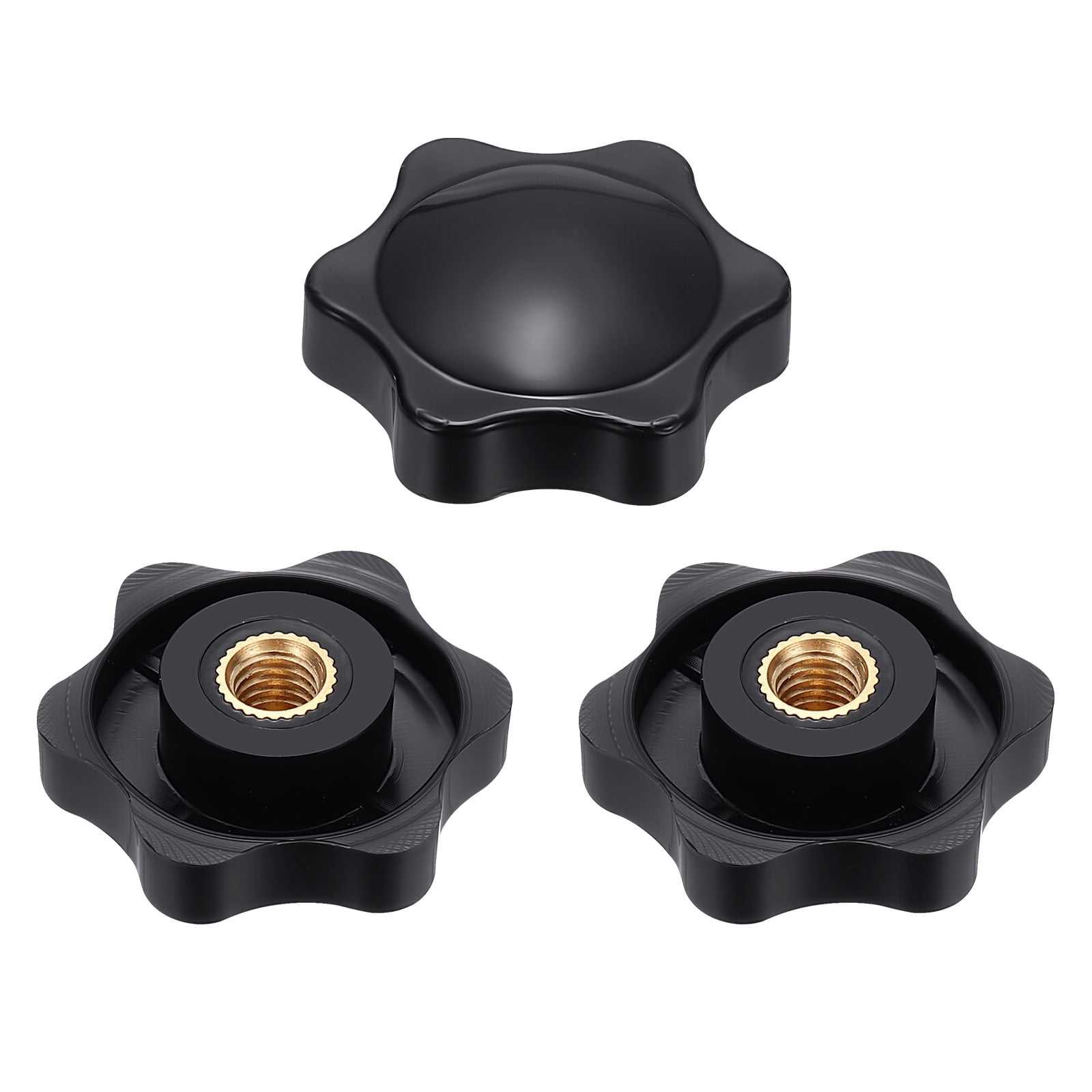 Uxcell 3pcs Star Knobs M6 Female Thread 32mm 6-Point Plastic Head Brass ...