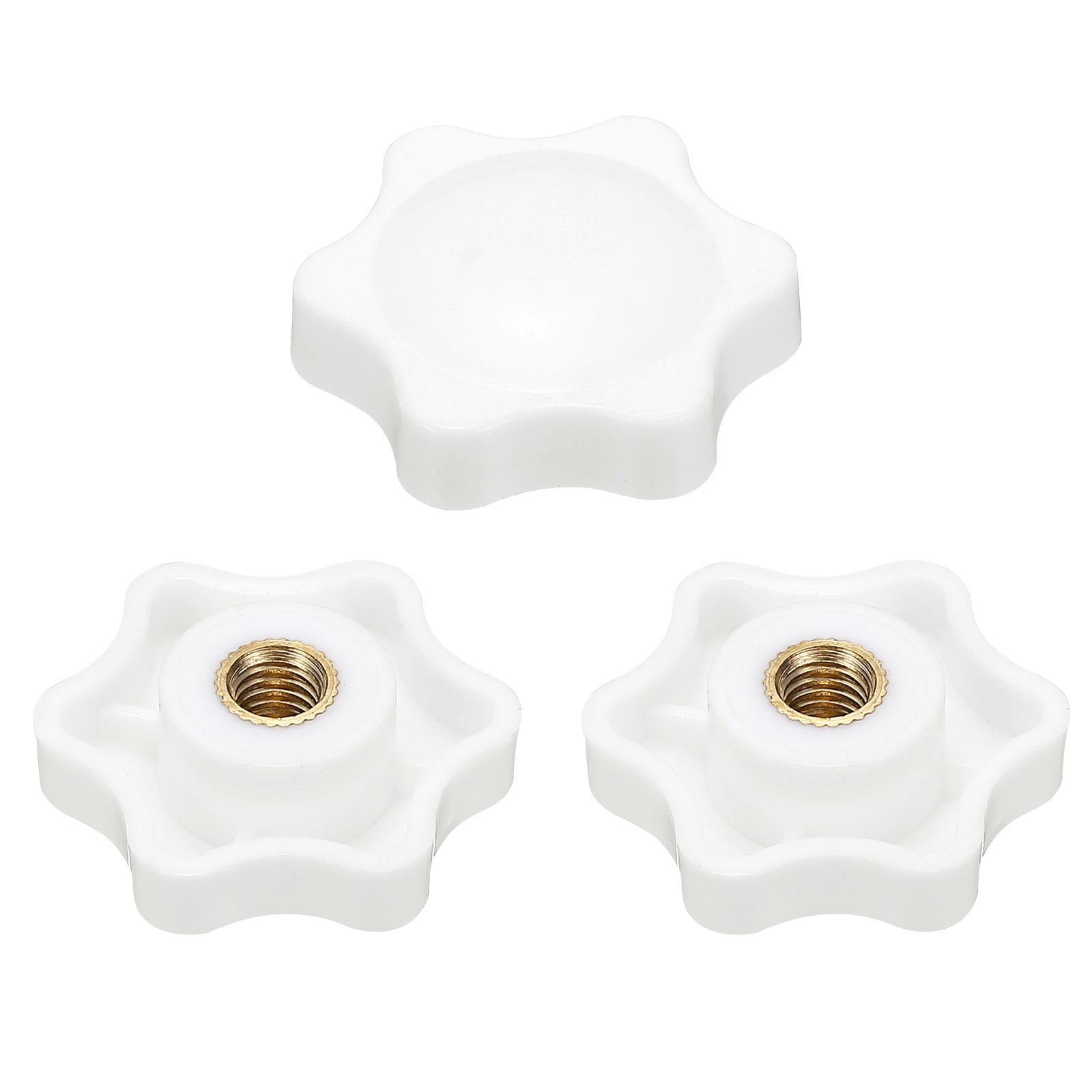 Uxcell 3pcs Star Knobs M6 Female Thread 32mm 6-Point Plastic Head Brass ...
