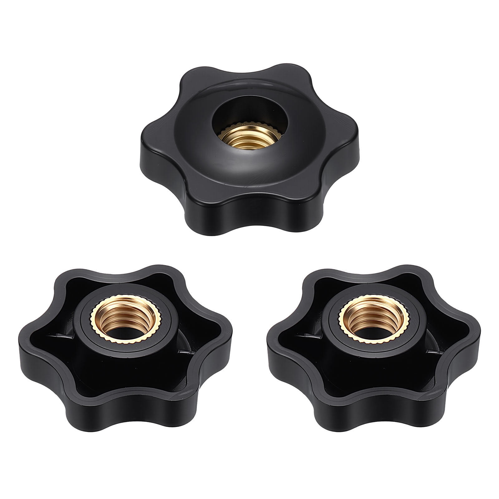 Uxcell 3pcs Star Knobs M8 Female Thread 32mm 6-Point Plastic Head Brass ...