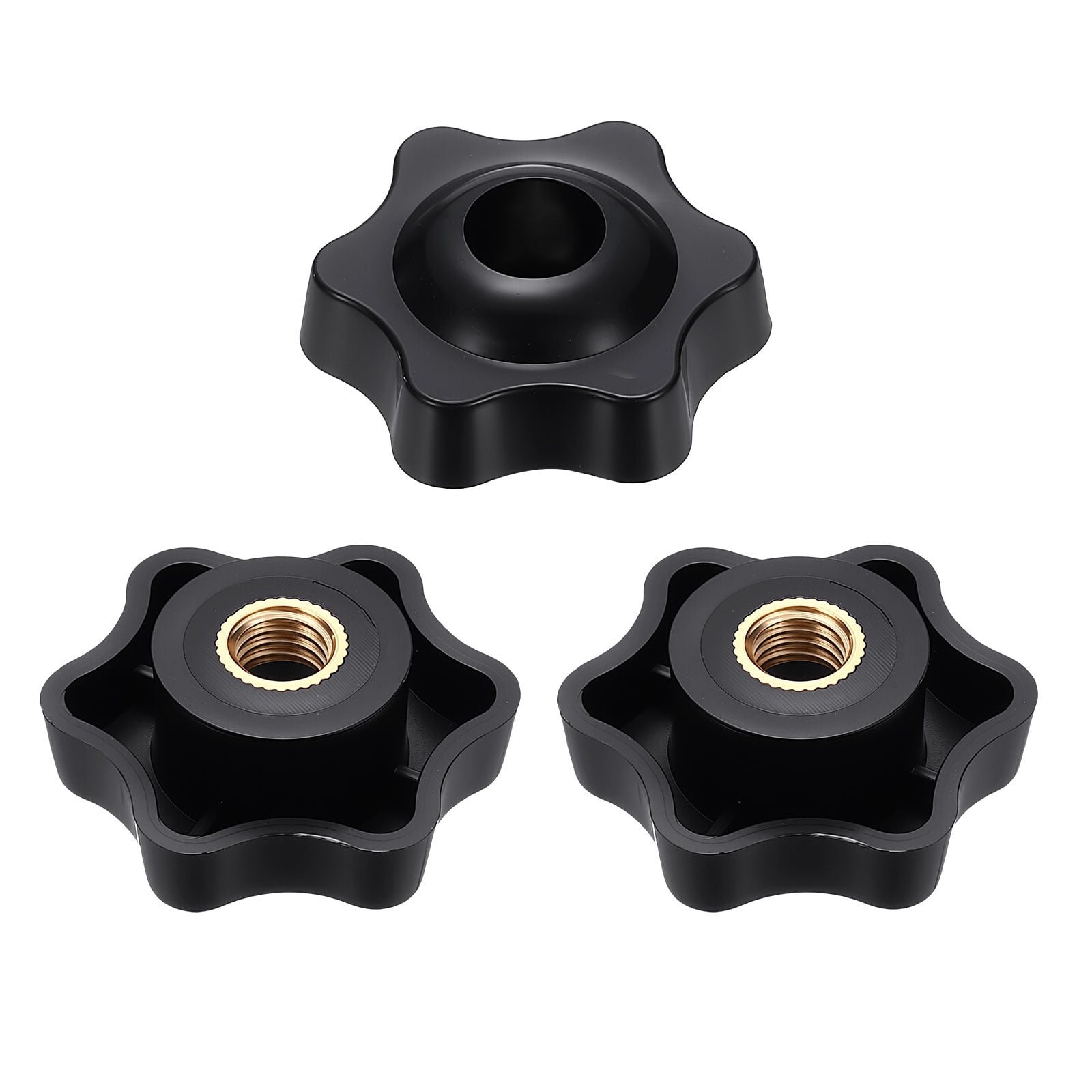 Uxcell 3pcs Star Knobs M8 Female Thread 38mm 6-Point Plastic Head Brass ...