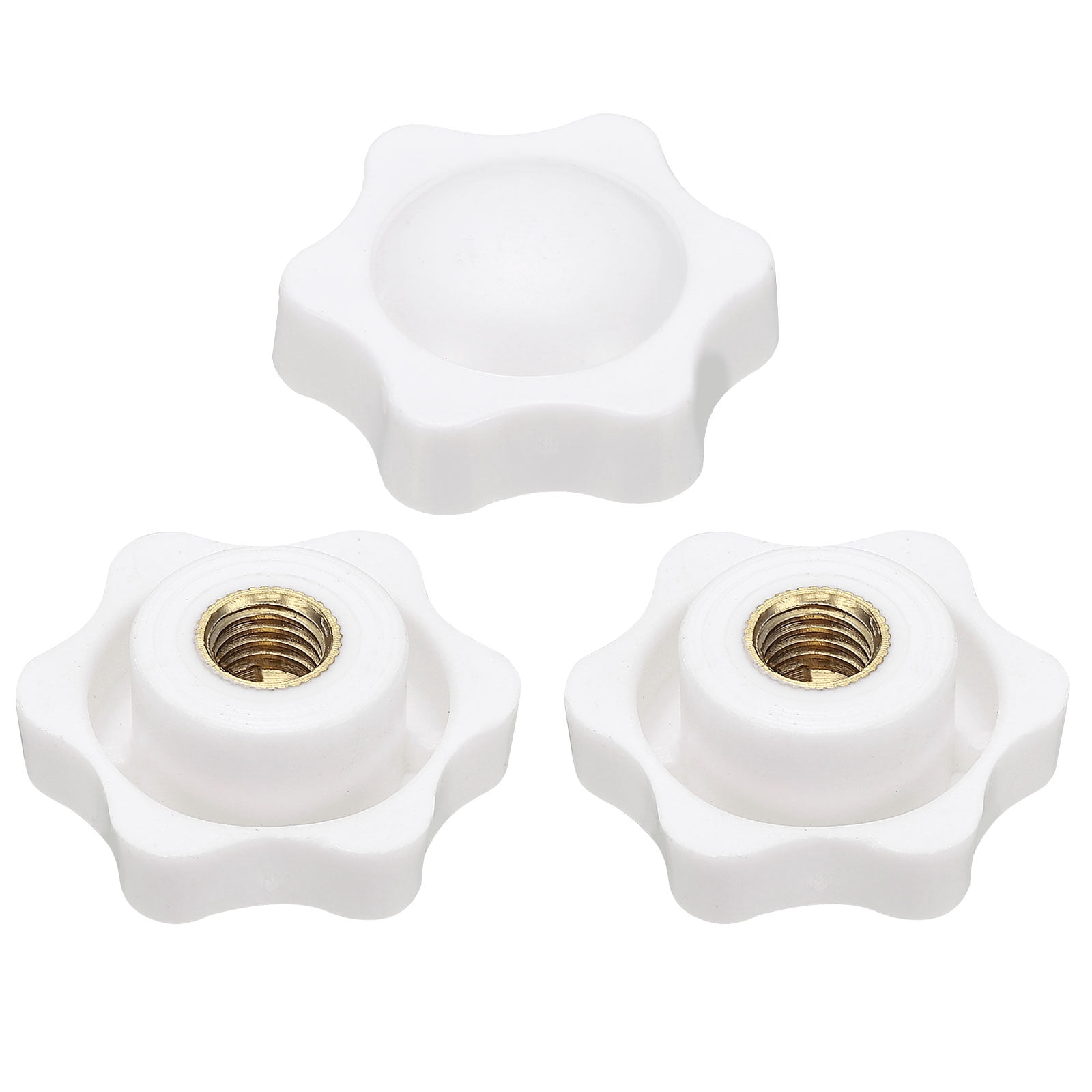 Uxcell 3pcs Star Knobs M8 Female Thread 38mm 6-Point Plastic Head Brass ...