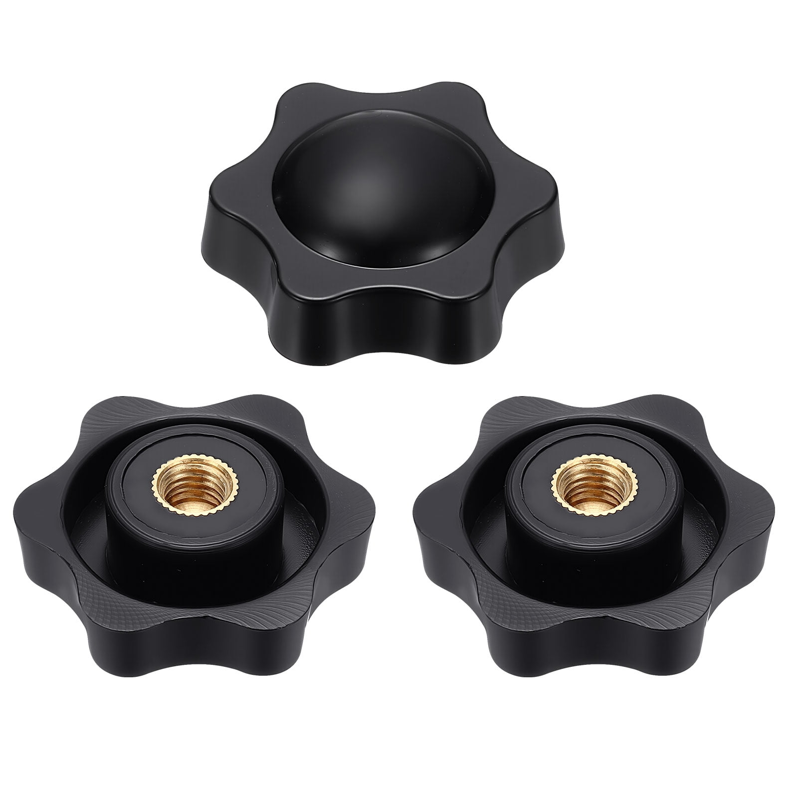 Uxcell 3pcs Star Knobs M8 Female Thread 38mm 6-Point Plastic Head Brass ...