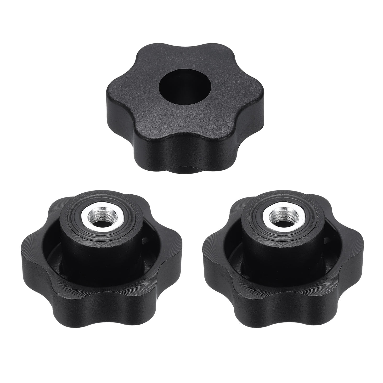 Uxcell 3pcs Star Knobs M8 Female Thread 48mm 6-Point Plastic Head Iron ...