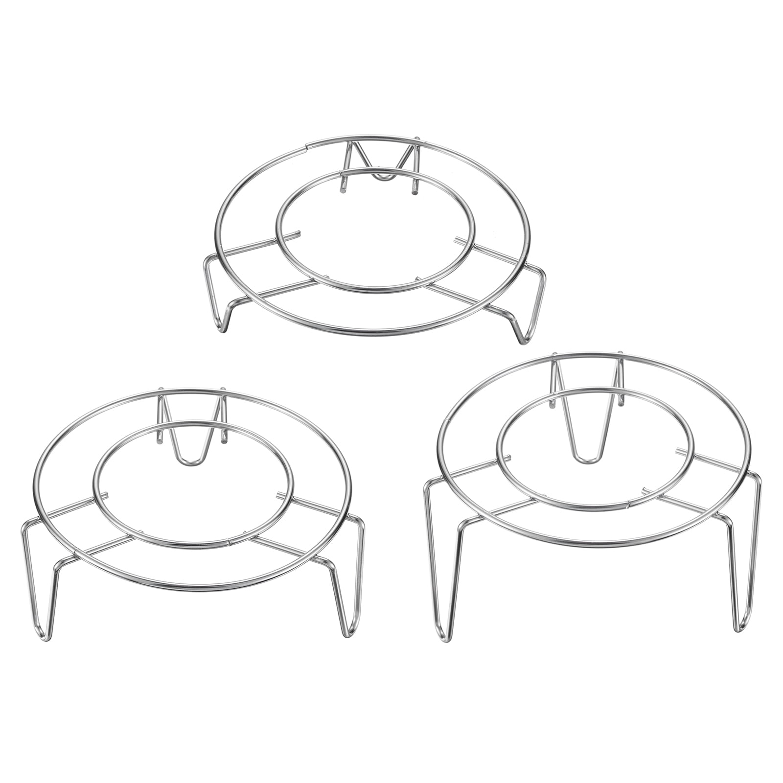 Uxcell 3Pcs Steam Rack 4.53" Dia Metal Trivets for Cooker, Silver Tone ...