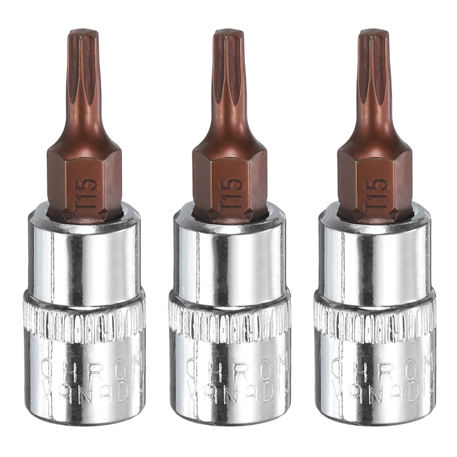 Uxcell 3pcs T15 Torx Bit Socket 1/4" Square Drive Star 6 Point ...