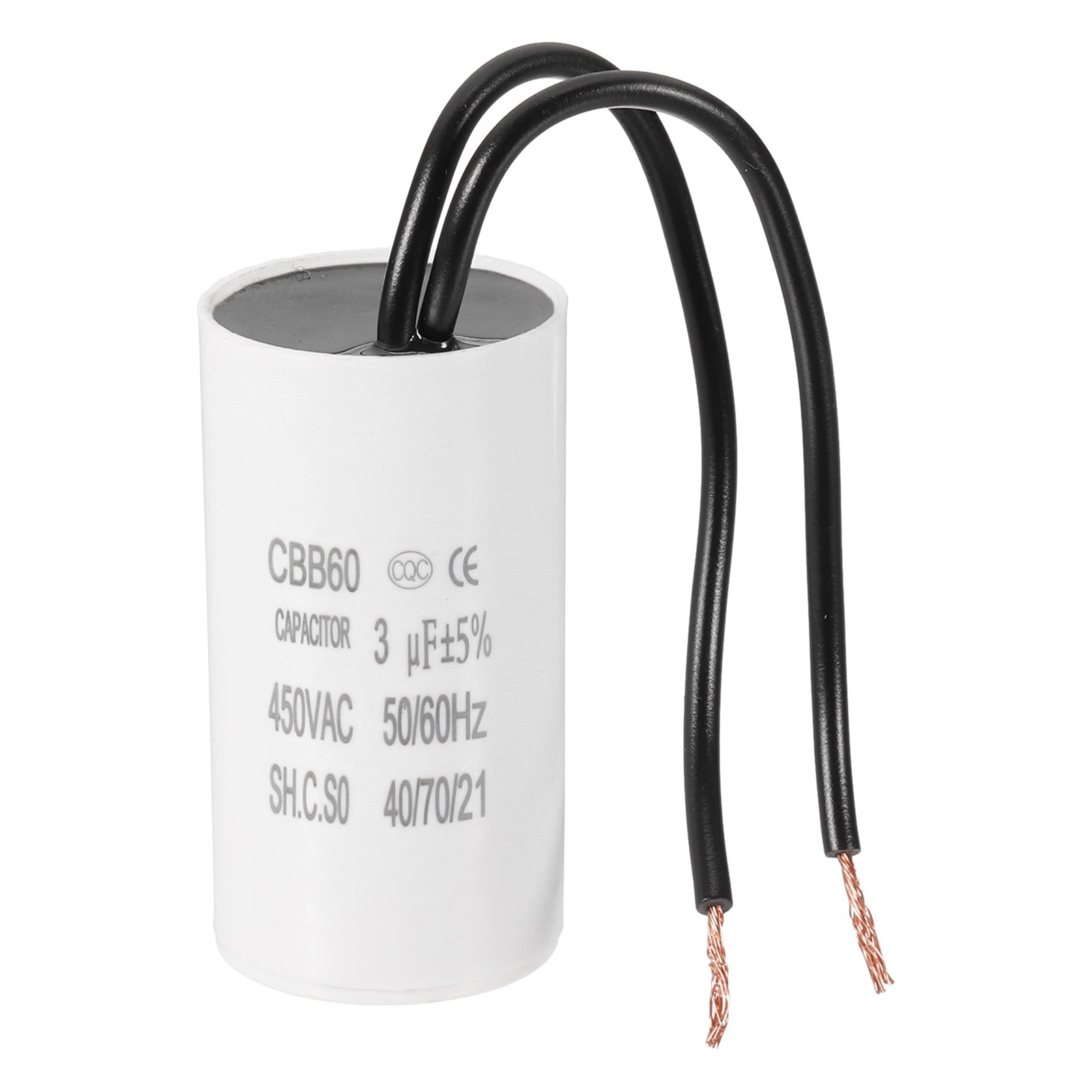 Uxcell 3uF CBB60 Running Capacitor, Run Capacitor with 2 Wires, AC 450V Start Up Motor with ...