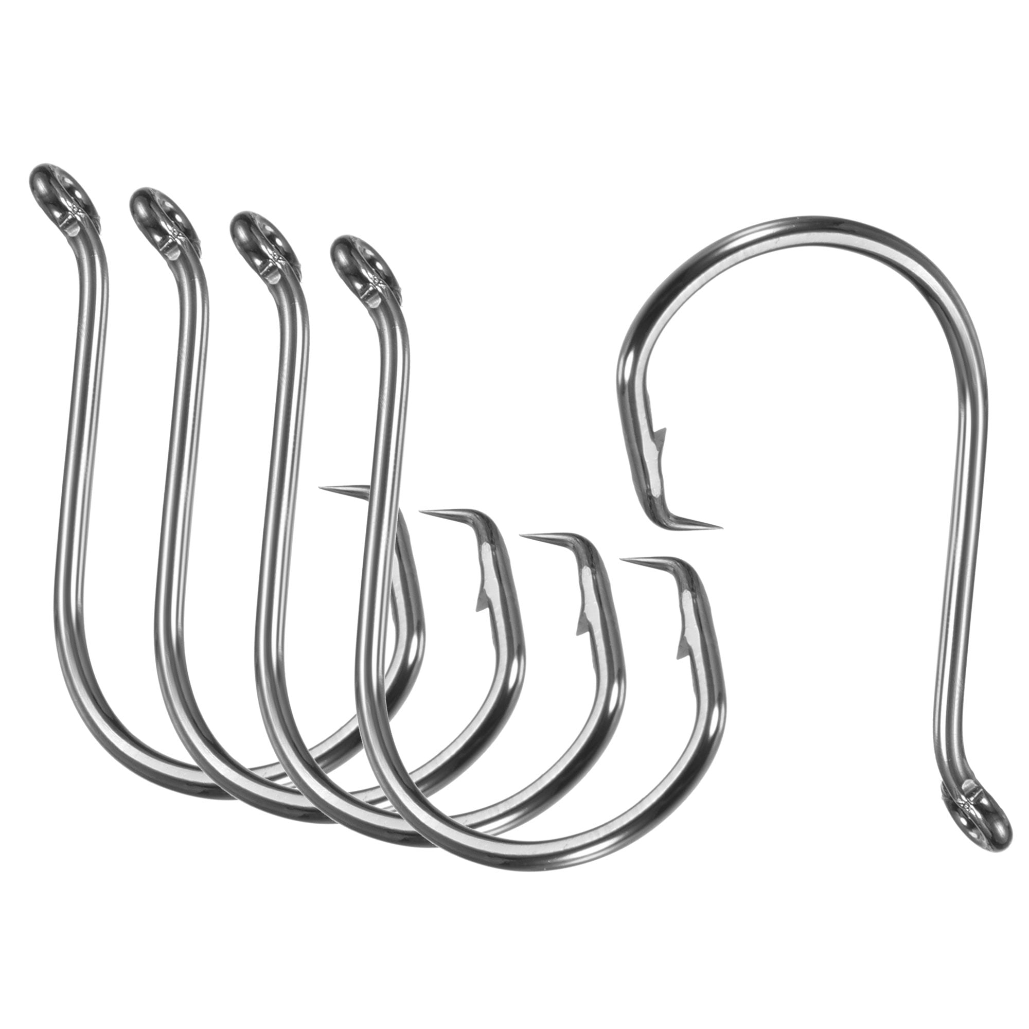 Uxcell 4/0# Carbon Steel Offset Hook Fishing Circle Hooks with Barbs ...
