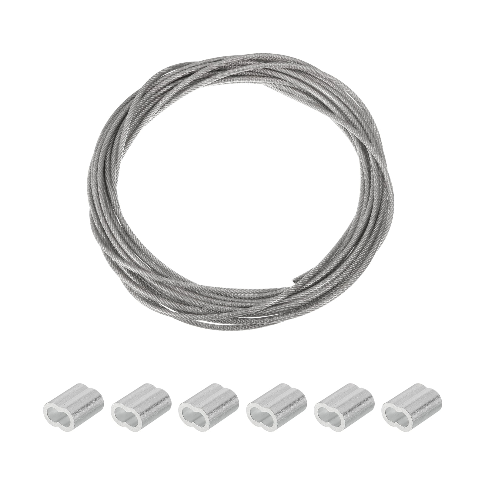 Uxcell 4/25" OD 32.8 Ft 304 Stainless Steel Cable Wire Rope with ...