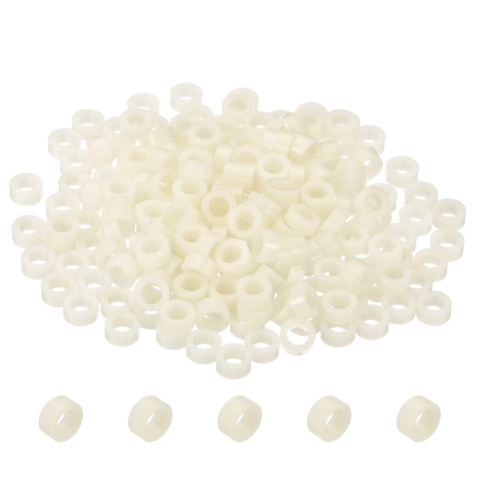 Uxcell 4.2mm ID x 7mm OD x 3mm L Round Spacers Washers, 200 Pack ABS ...