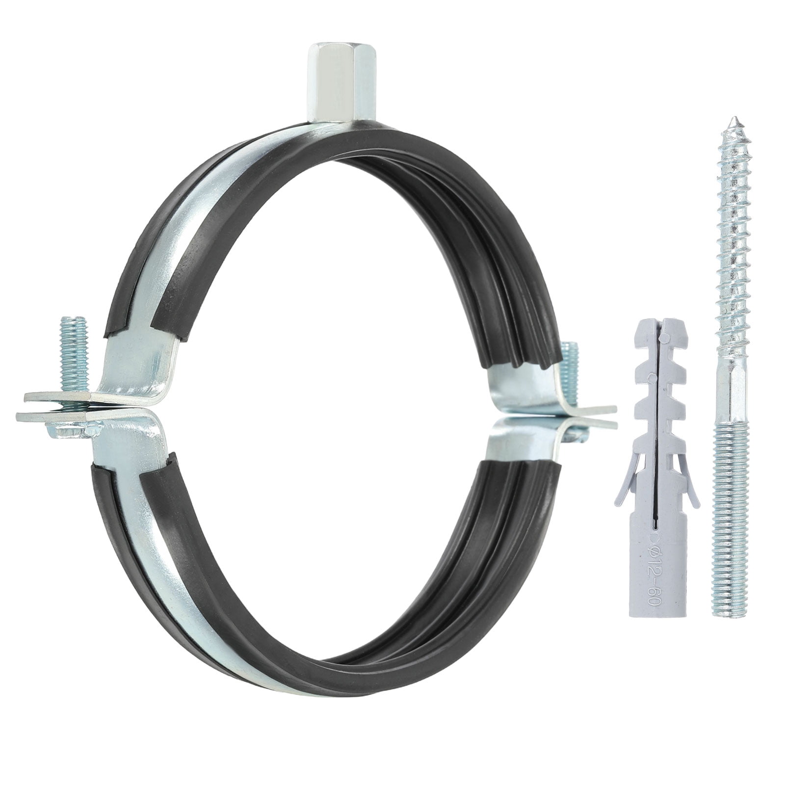 Uxcell 4.3-4.6inch Heavy Duty Adjustable Split Ring Pipe Hanger, Silver ...