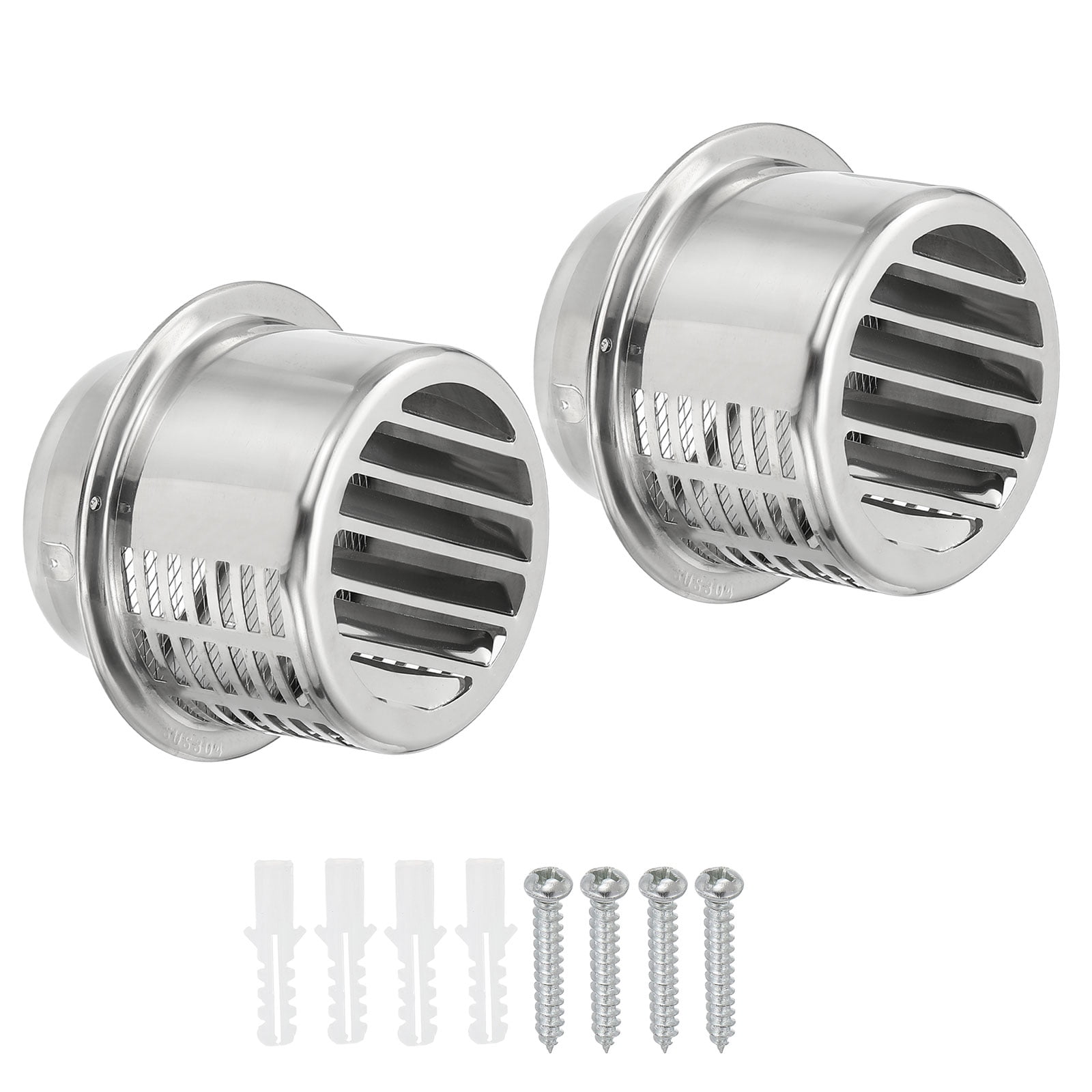 Uxcell 4" 304 Stainless Steel Vent Cover 2pcs Wall Soffit Air Vent ...
