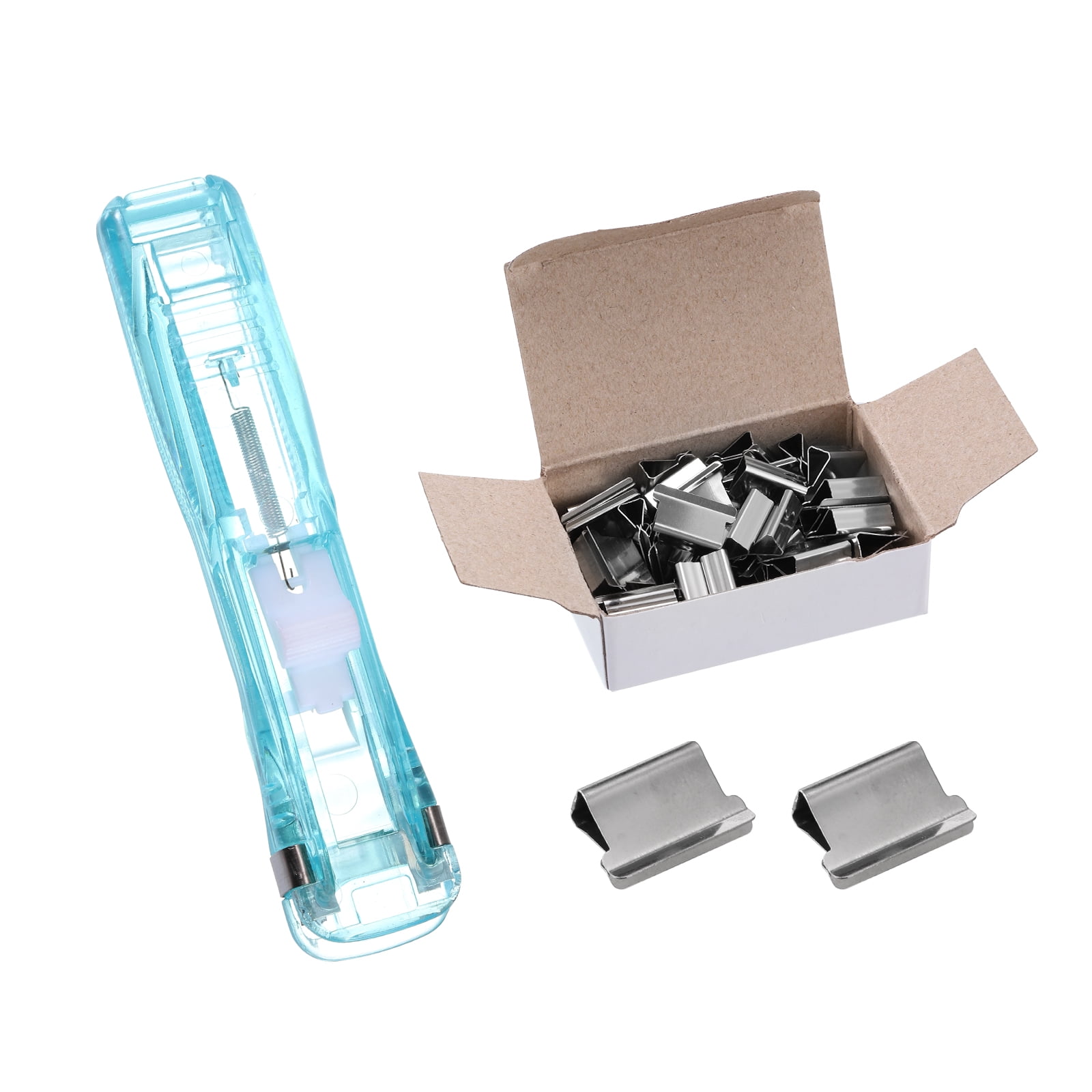 Uxcell 4.5" x 1" Clam Clip Dispenser, 1 Set Binder Clam, Sky Blue ...