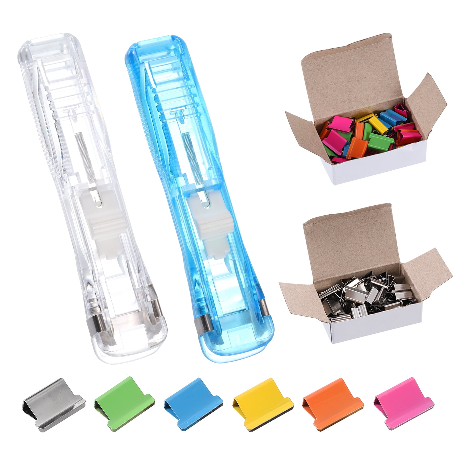 Uxcell 4.5" x 1" Clam Clip Dispenser, 2 Set Binder Clam, White & Blue ...