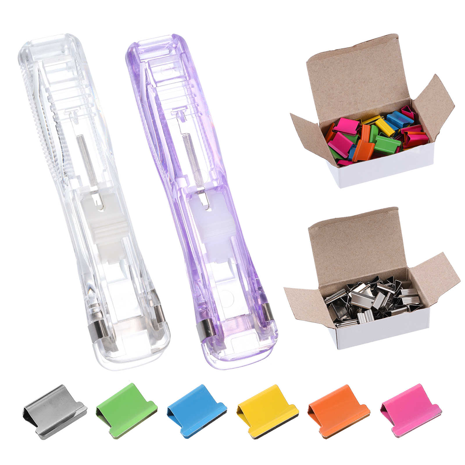 Uxcell 4.5" x 1" Clam Clip Dispenser, 2 Set Binder Clam, White & Light ...