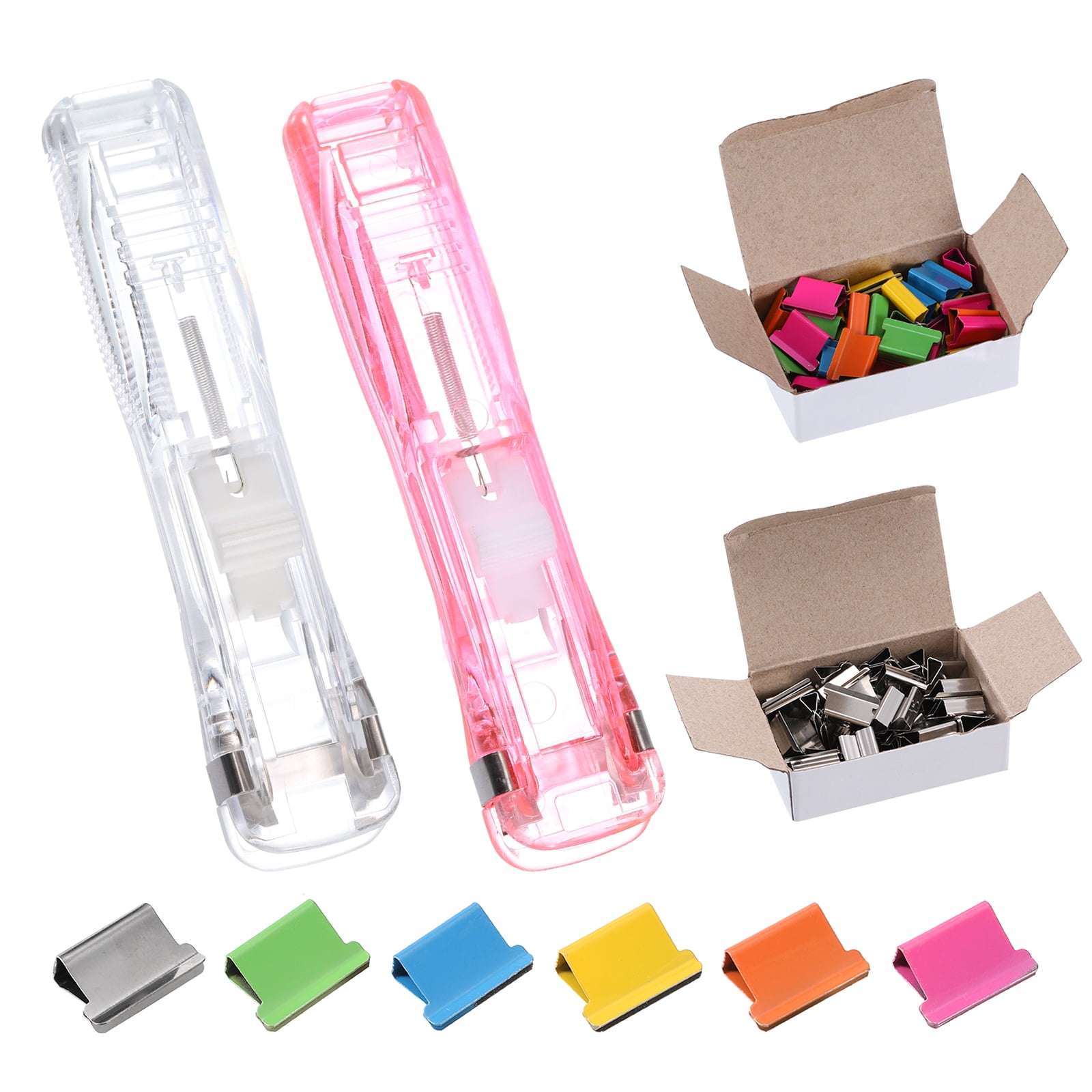 Uxcell Clam Clip Dispenser Set, White & Pink - Walmart Business Supplies