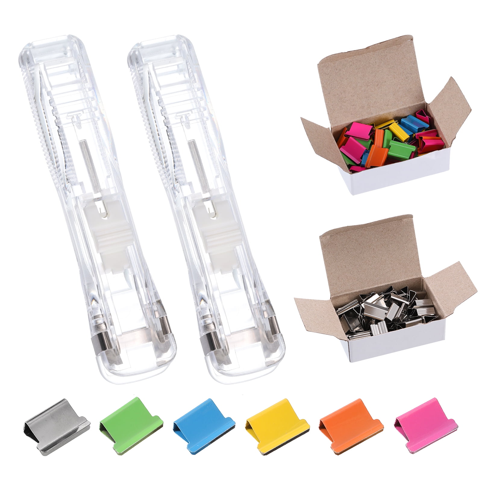 Uxcell 4.5" x 1" Clam Clip Dispenser, 2 Set Binder Clam, White ...