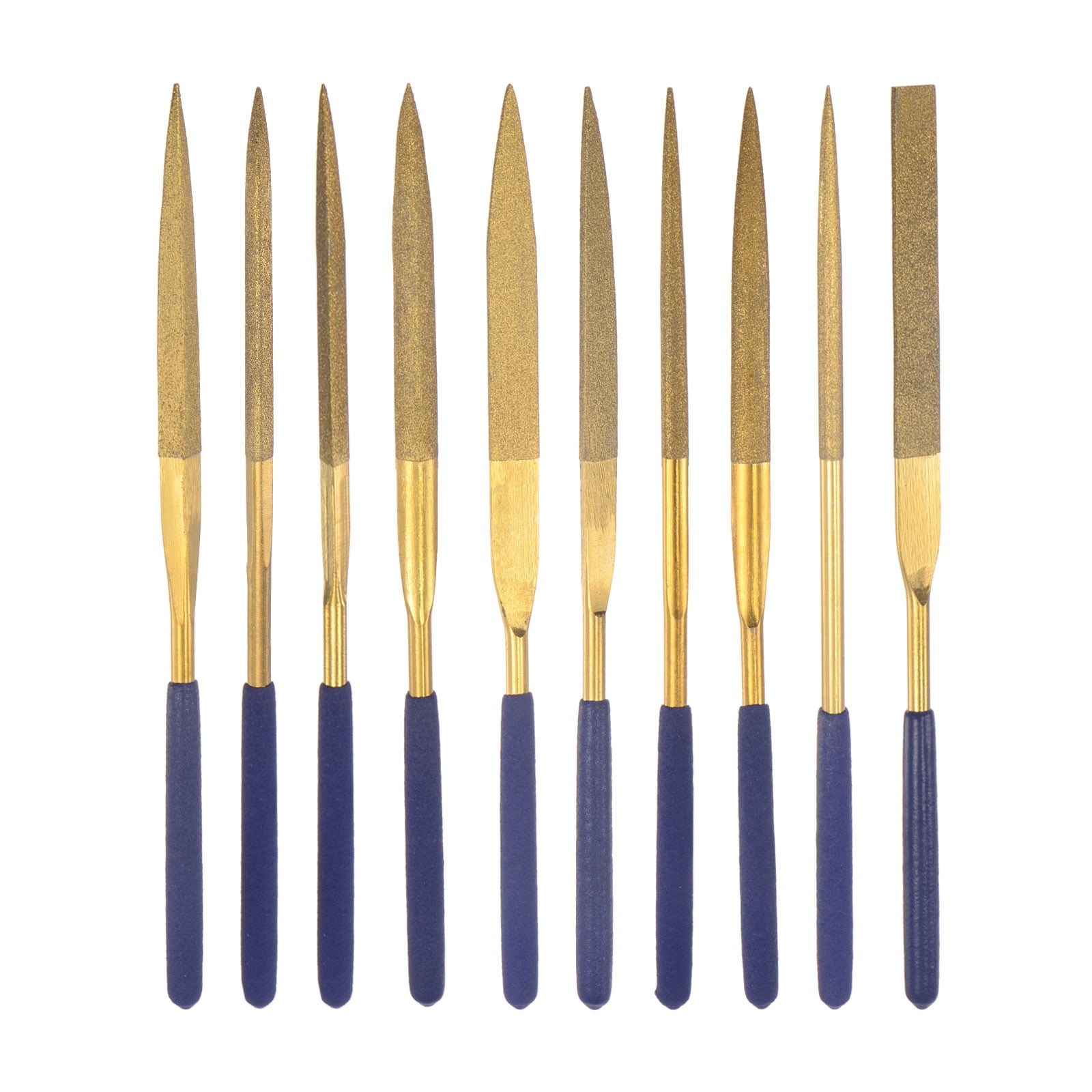 Uxcell 4.5mm x 180mm Titanium Coated Flat Round Triangle Diamond Needle ...