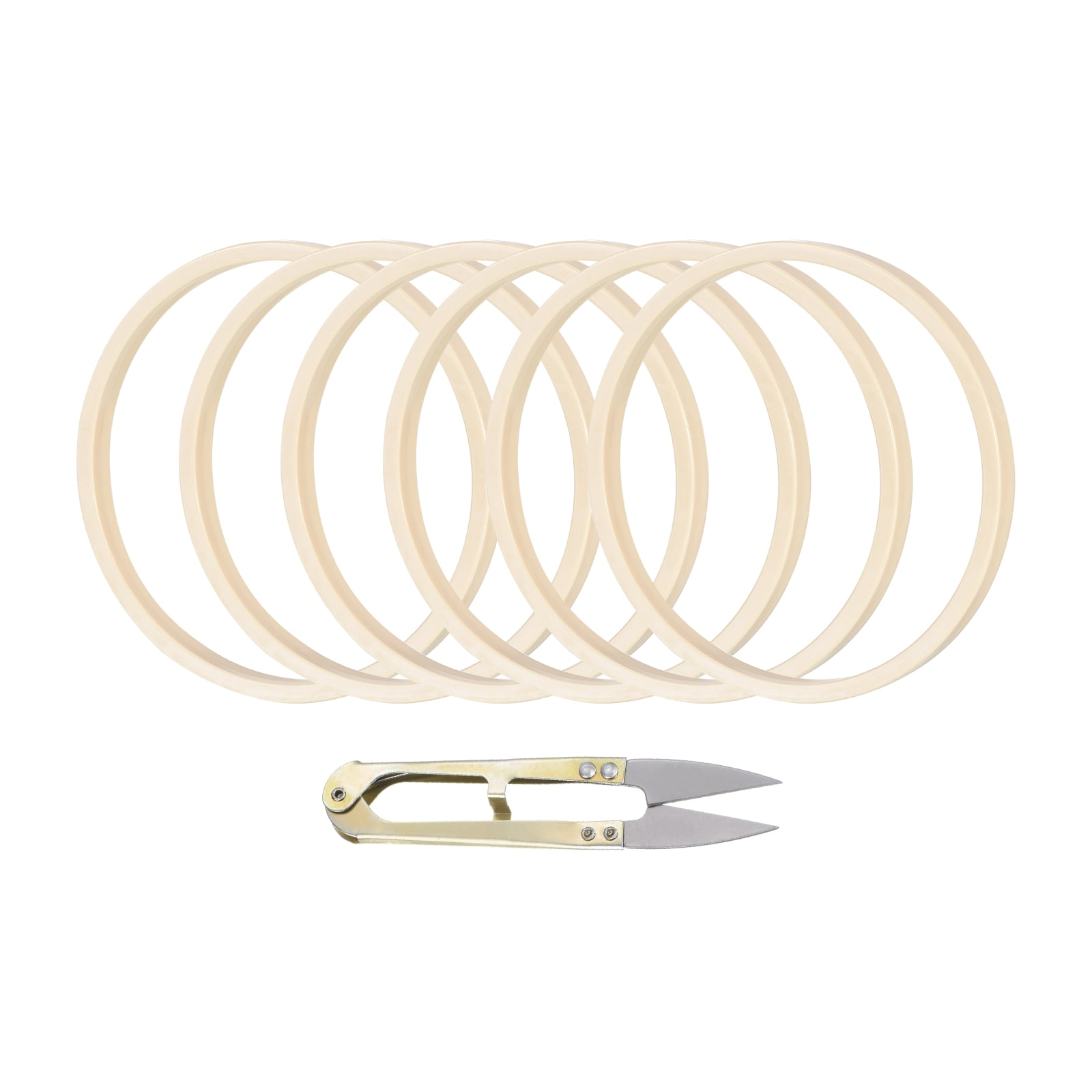 Uxcell 4.6 Inch ABS Macrame Floral Hoop Craft Rings with 1 Scissor for ...