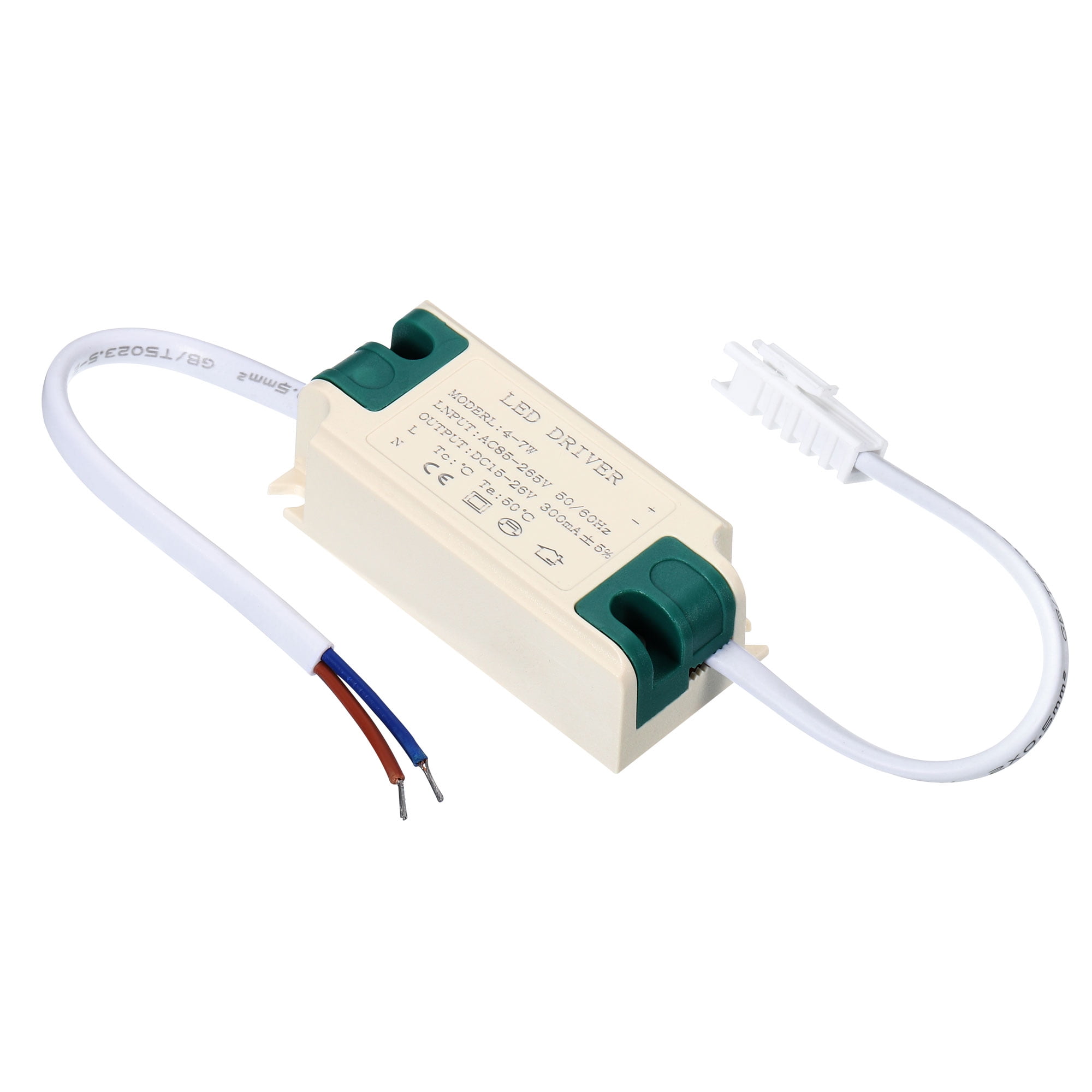 Uxcell 4-7W 300mA LED Driver AC 85-265V Output 15-26V DC Male Connector ...