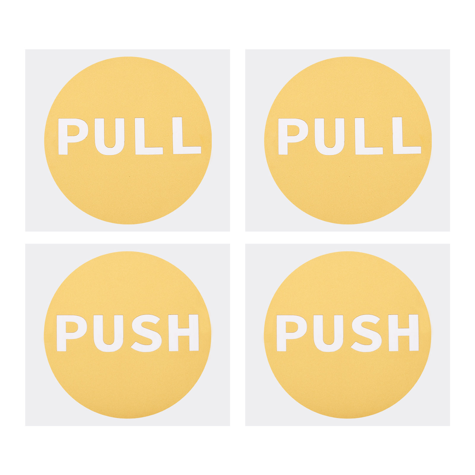 Uxcell 4" Dia PVC Adhesive Round Push Pull Door Sign Golden 2 Set ...