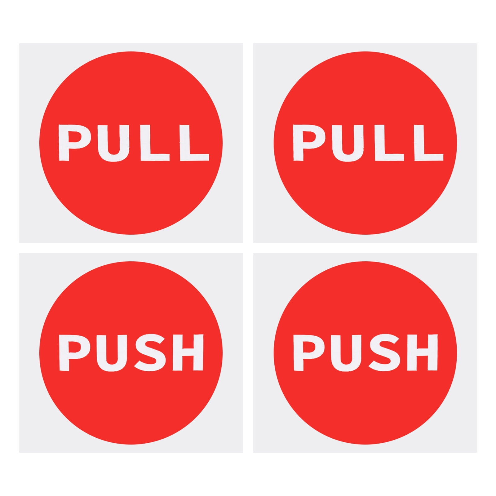 Uxcell 4" Dia PVC Adhesive Round Push Pull Door Sign Red 2 Set ...