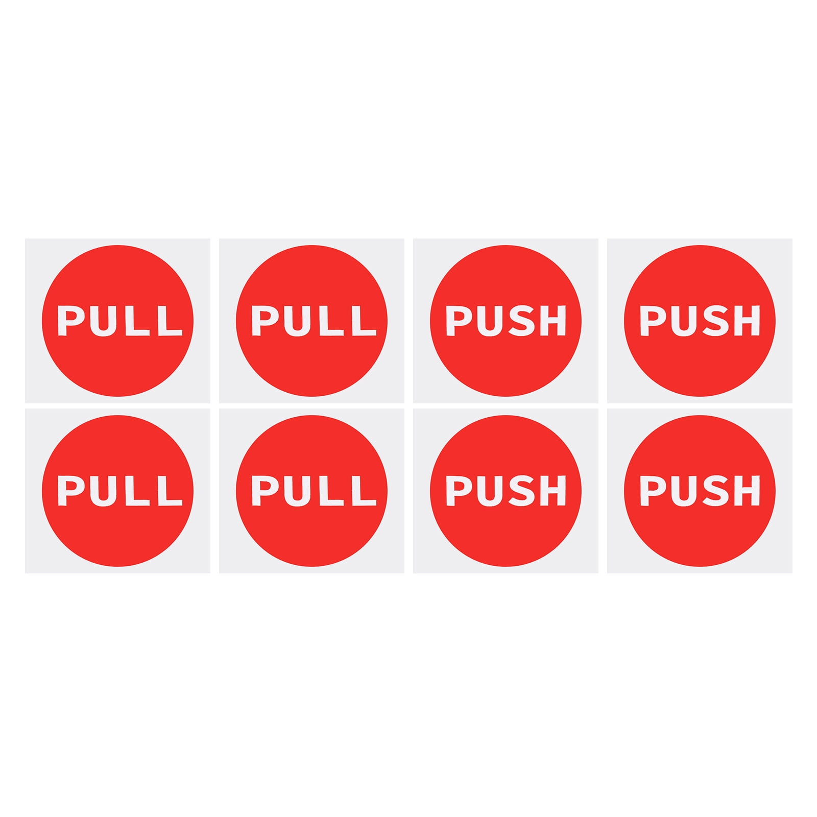 Uxcell 4" Dia PVC Adhesive Round Push Pull Door Sign Red 4 Set ...