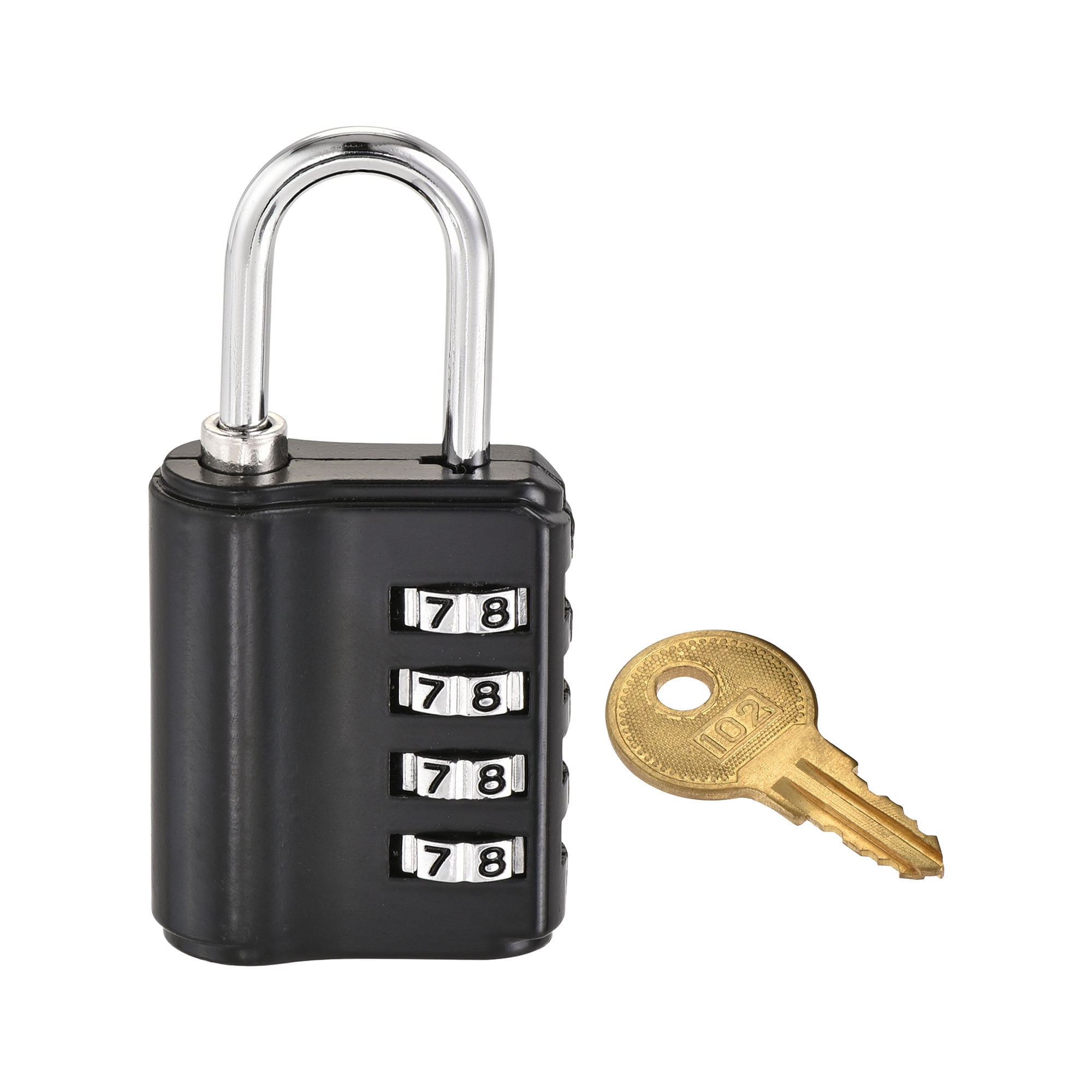 Uxcell 4 Digit Combination Padlock with Key Resettable Lock Zinc Alloy ...
