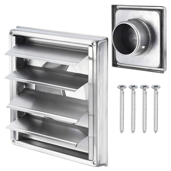 Uxcell 4" Dryer Vent Cover Stainless Steel Exterior Wall Outlet Vent ...