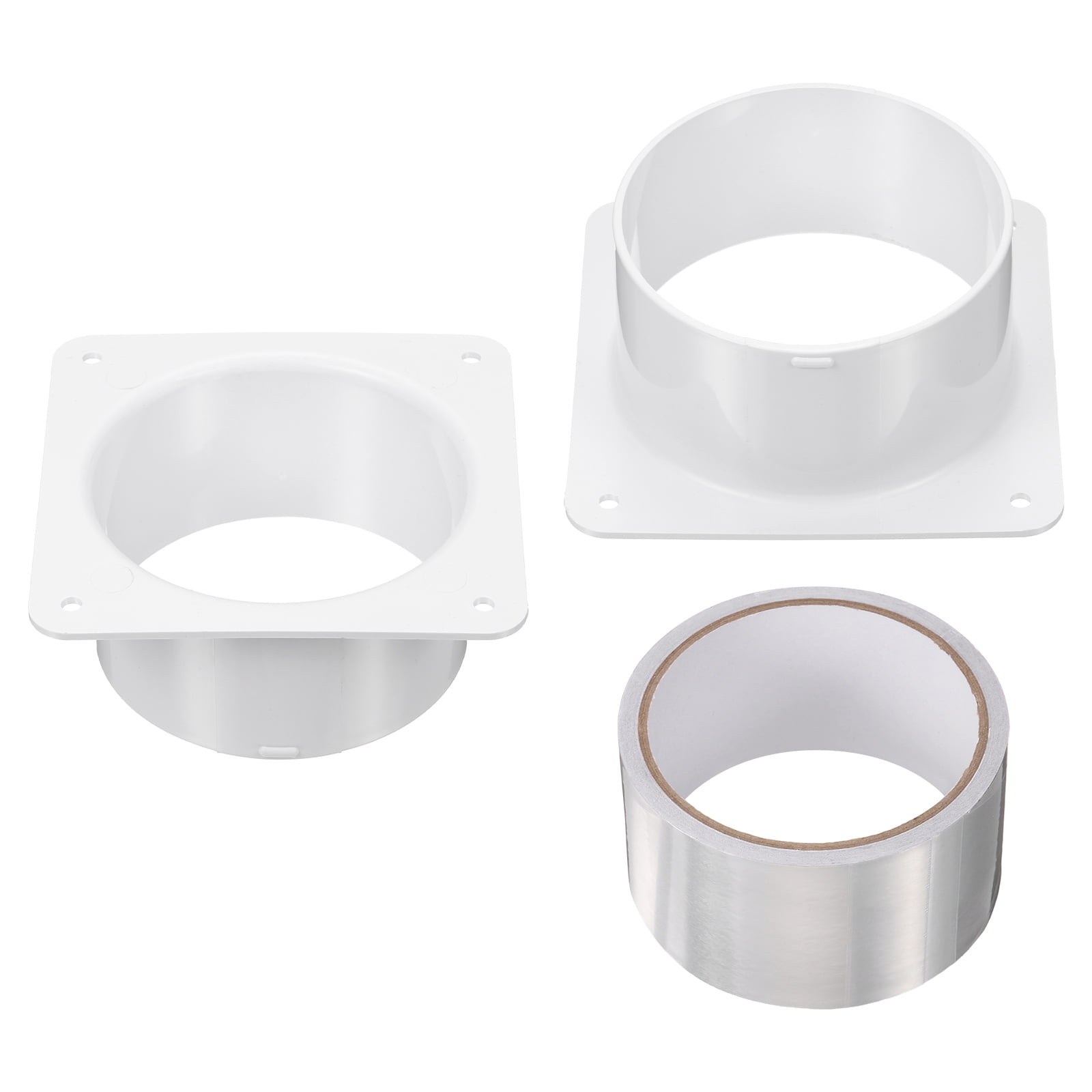 Uxcell 4" Duct Connector Flange, 2 Pack Plastic Straight Pipe Flange ...