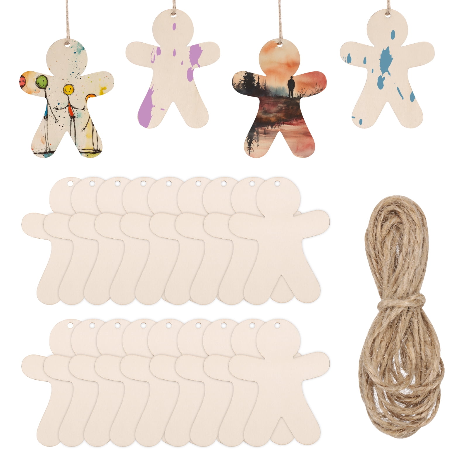 Uxcell 4" Height Natural Wooden People Cutouts, 22Pcs Blank People ...