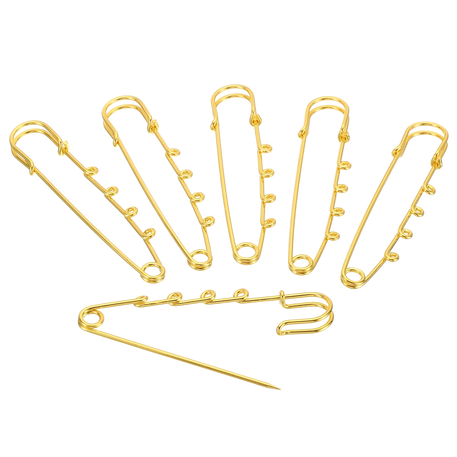 Uxcell 4 Holes Brooch Pins 3 Inch Metal Decorative Collar Safety Pins ...