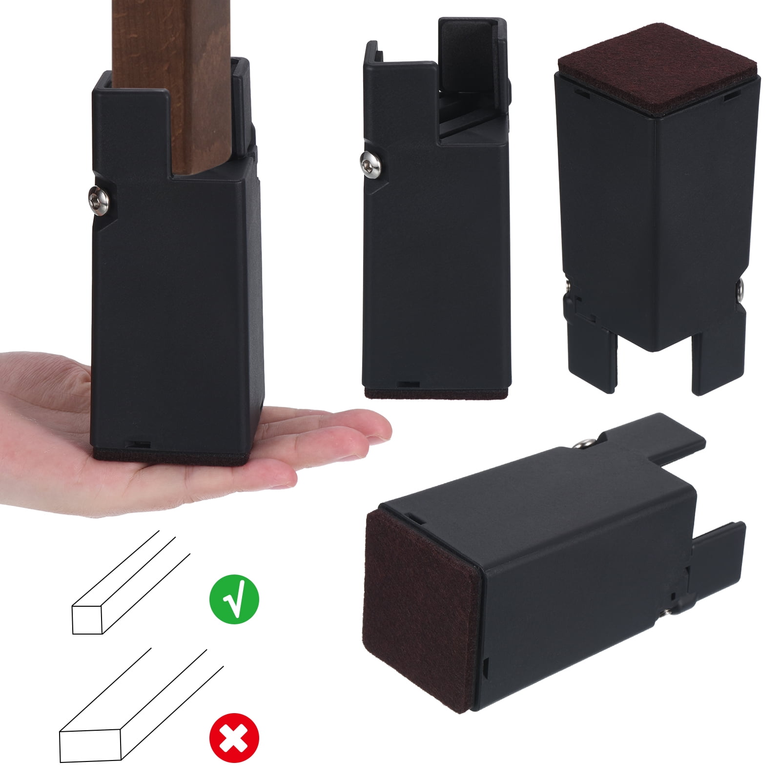 Uxcell 4 Inch Furniture Risers with Screw Clamp ,Adjustable Leg Width ...