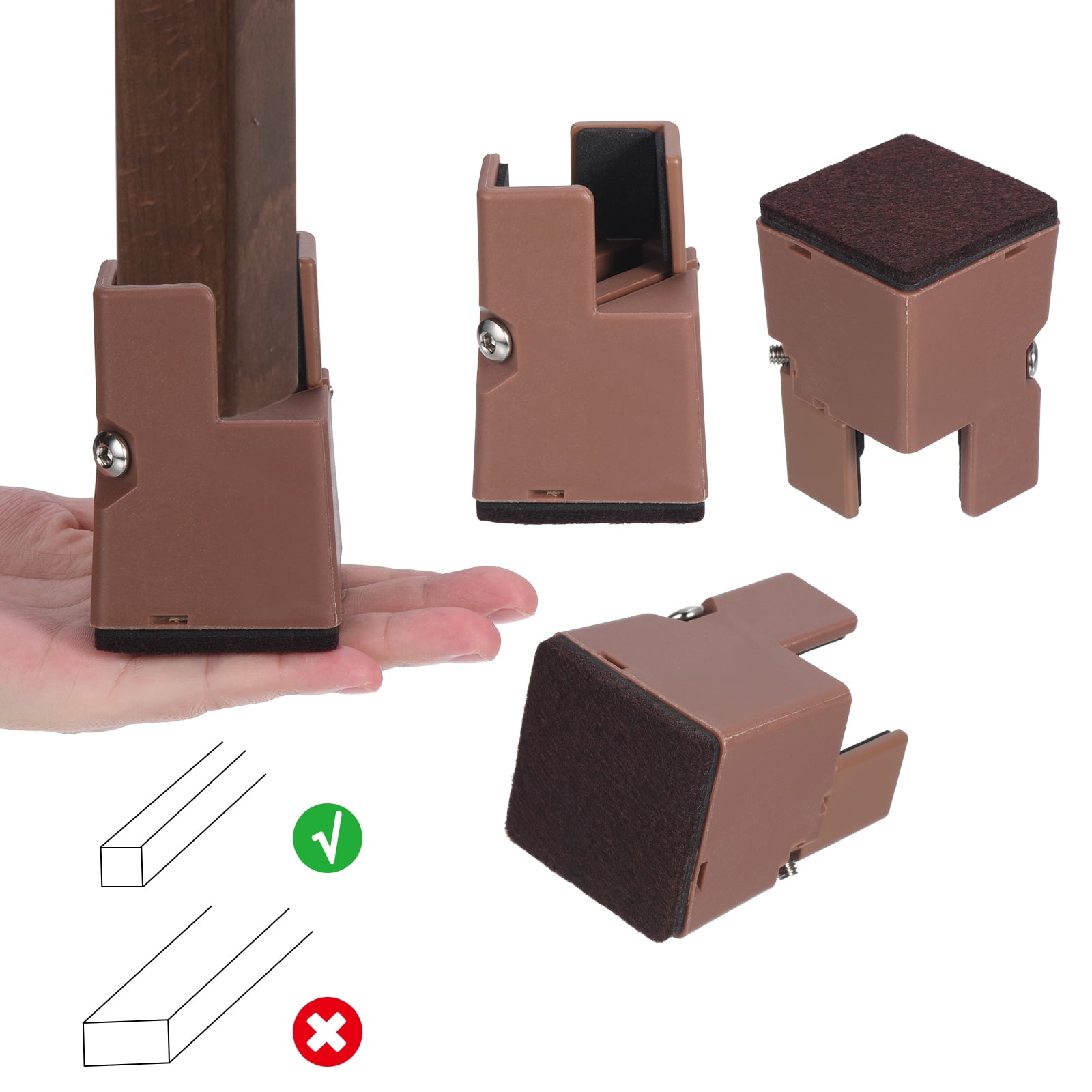 Uxcell 4 Inch Furniture Risers with Screw Clamp, Adjustable Leg Width ...