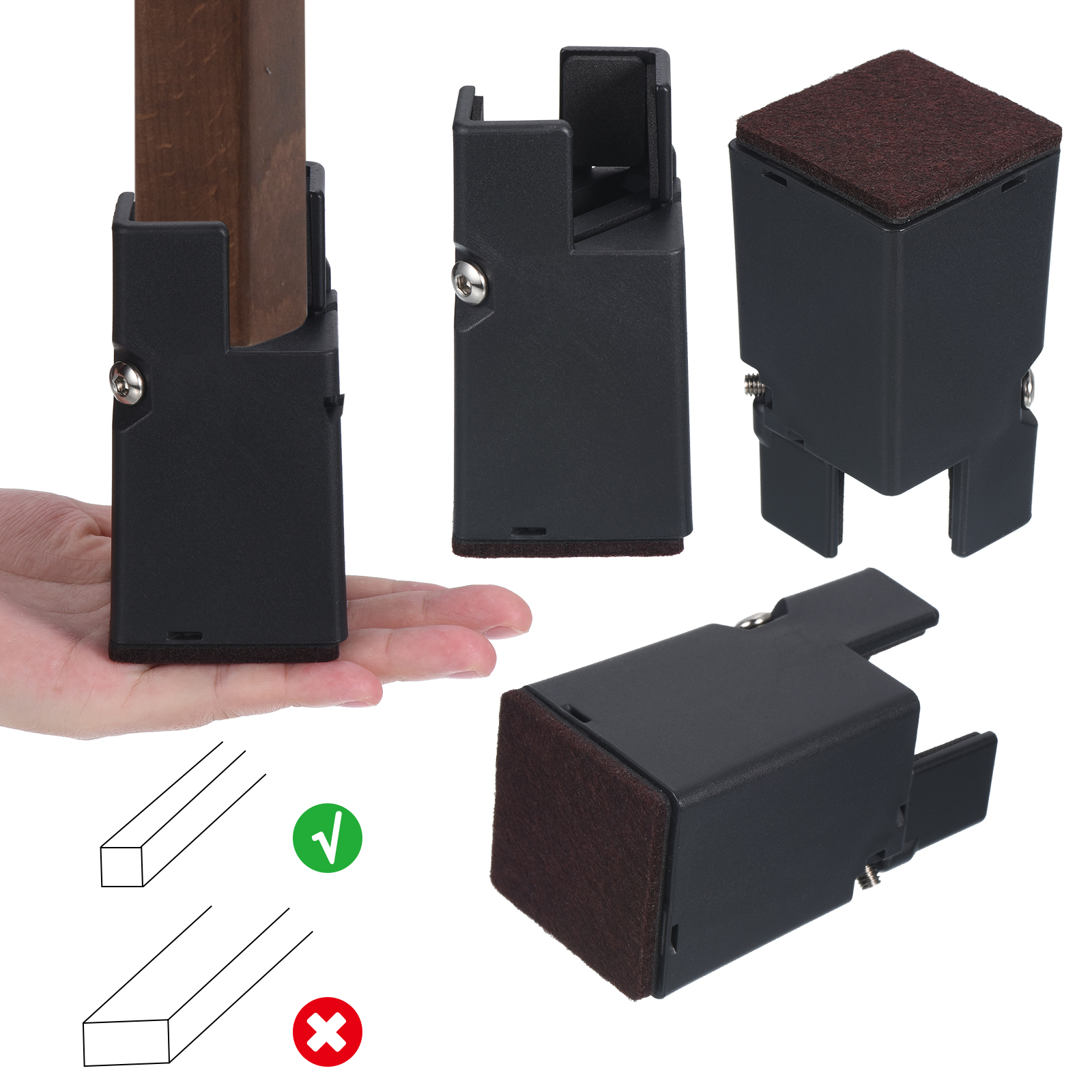 Uxcell 4 Inch Furniture Risers with Screw Clamp, Adjustable Leg Width ...