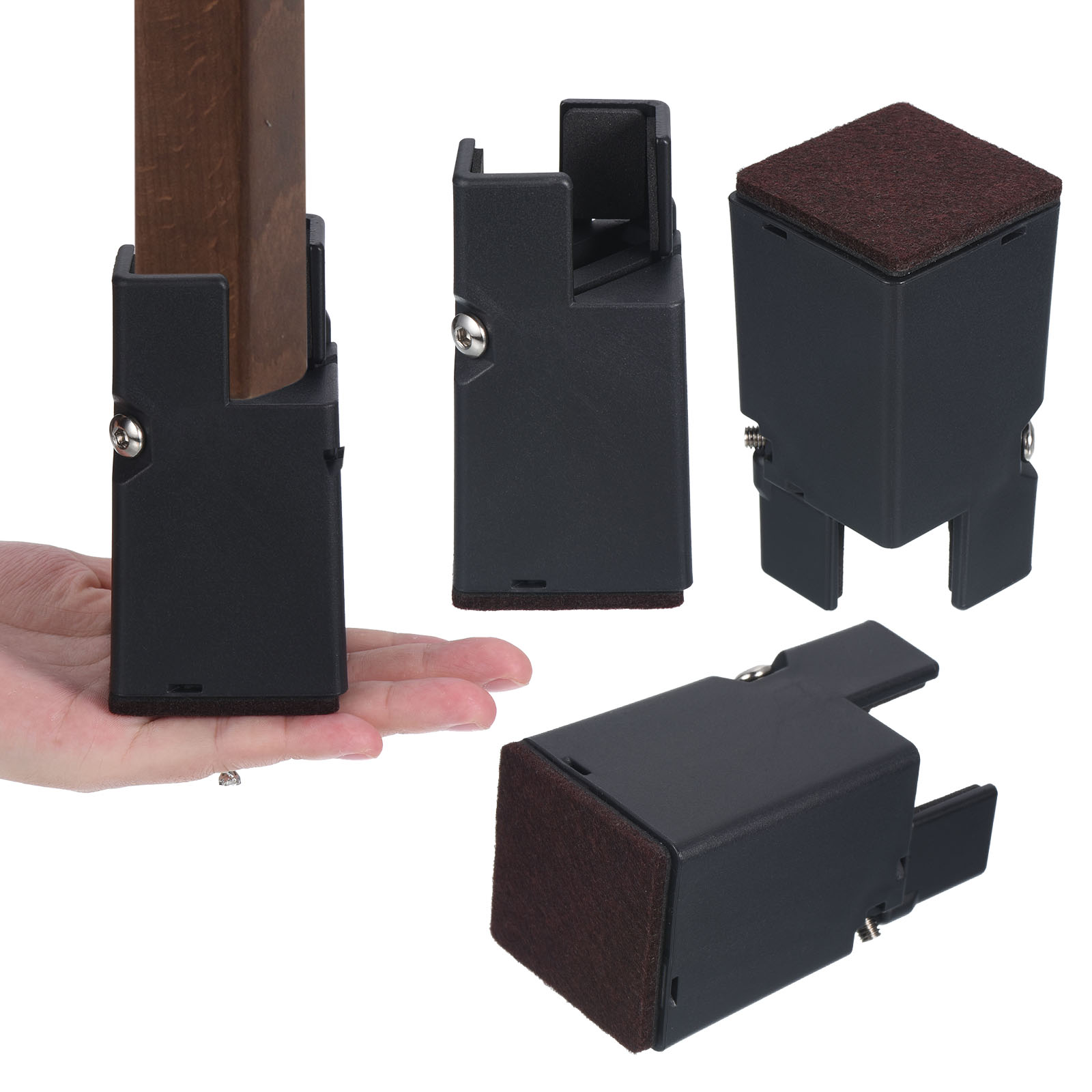 Uxcell 4 Inch Furniture Risers with Screw Clamp, Adjustable Leg Width ...