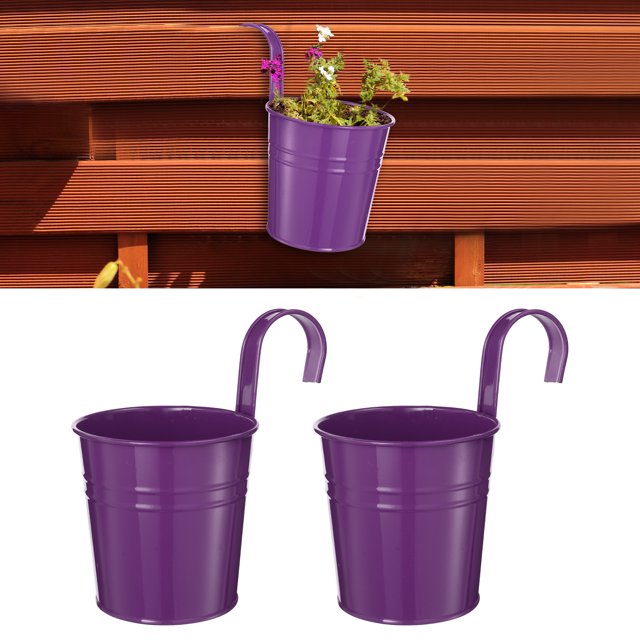 Uxcell 4 Inch Hanging Flower Pots Bucket, Metal Iron Bucket with ...