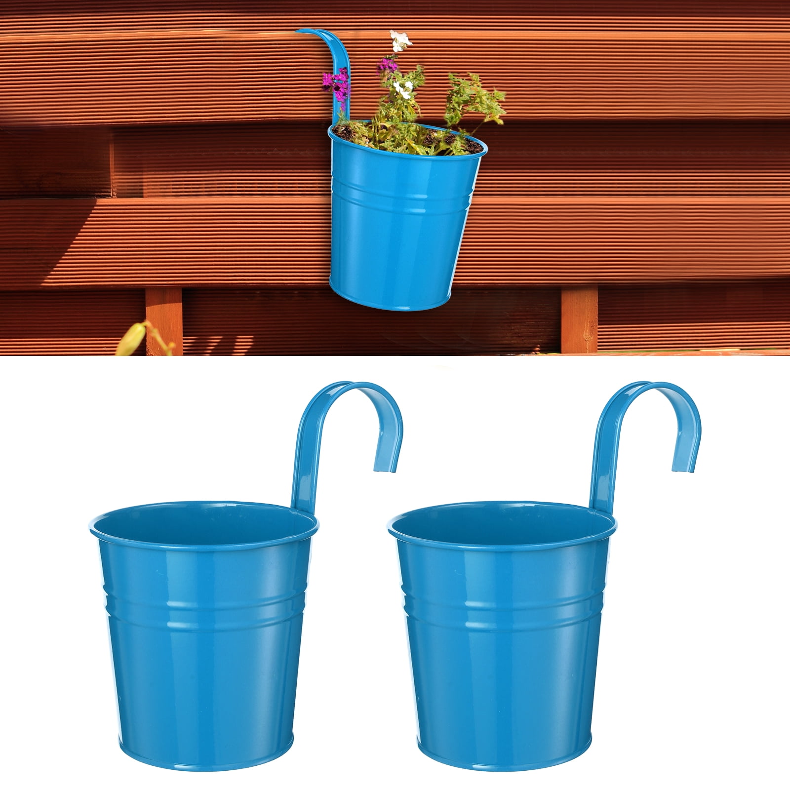 Uxcell 4 Inch Hanging Flower Pots Bucket, Metal Iron Bucket with ...