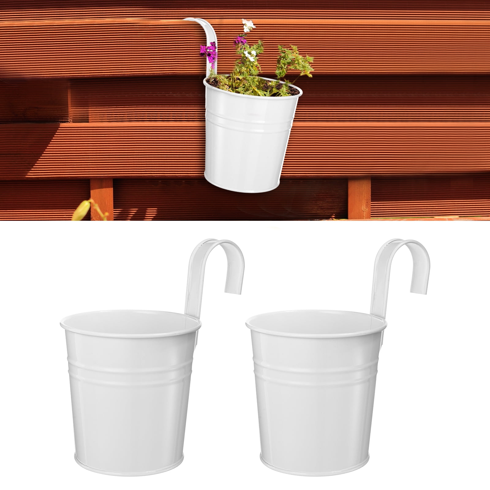 Uxcell 4 Inch Hanging Flower Pots Bucket, Metal Iron Bucket with ...