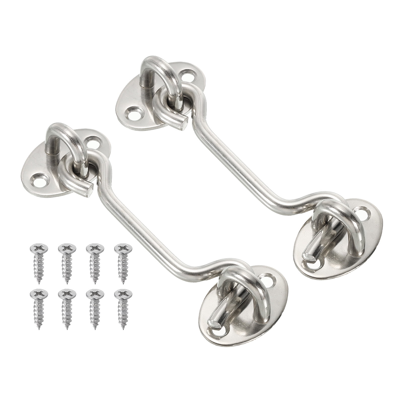 Uxcell 4 Inch Hook Eye Latch, 2 Pack Stainless Steel Privacy Hook and ...
