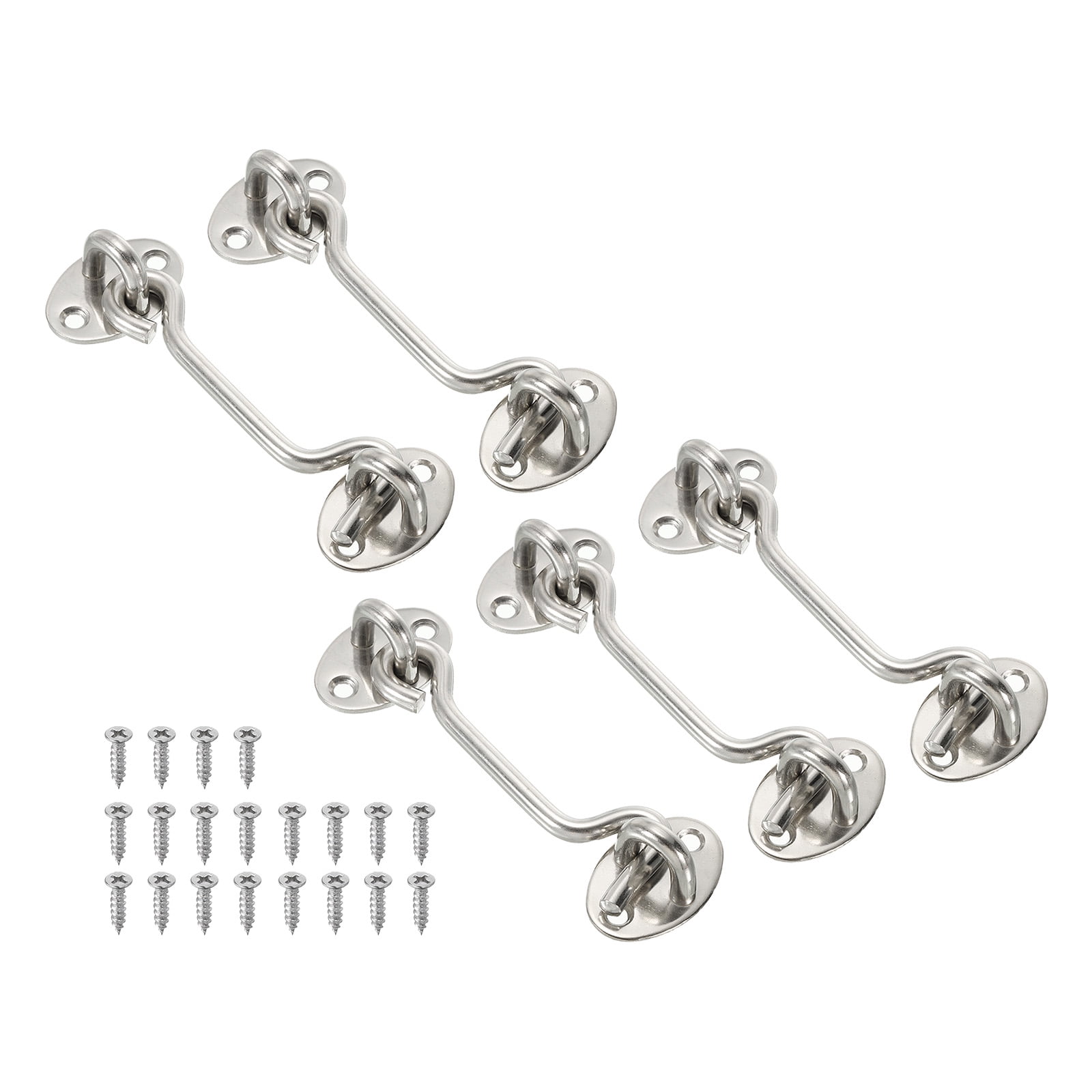 Uxcell 4 Inch Hook Eye Latch, 5 Pack Stainless Steel Privacy Hook and ...