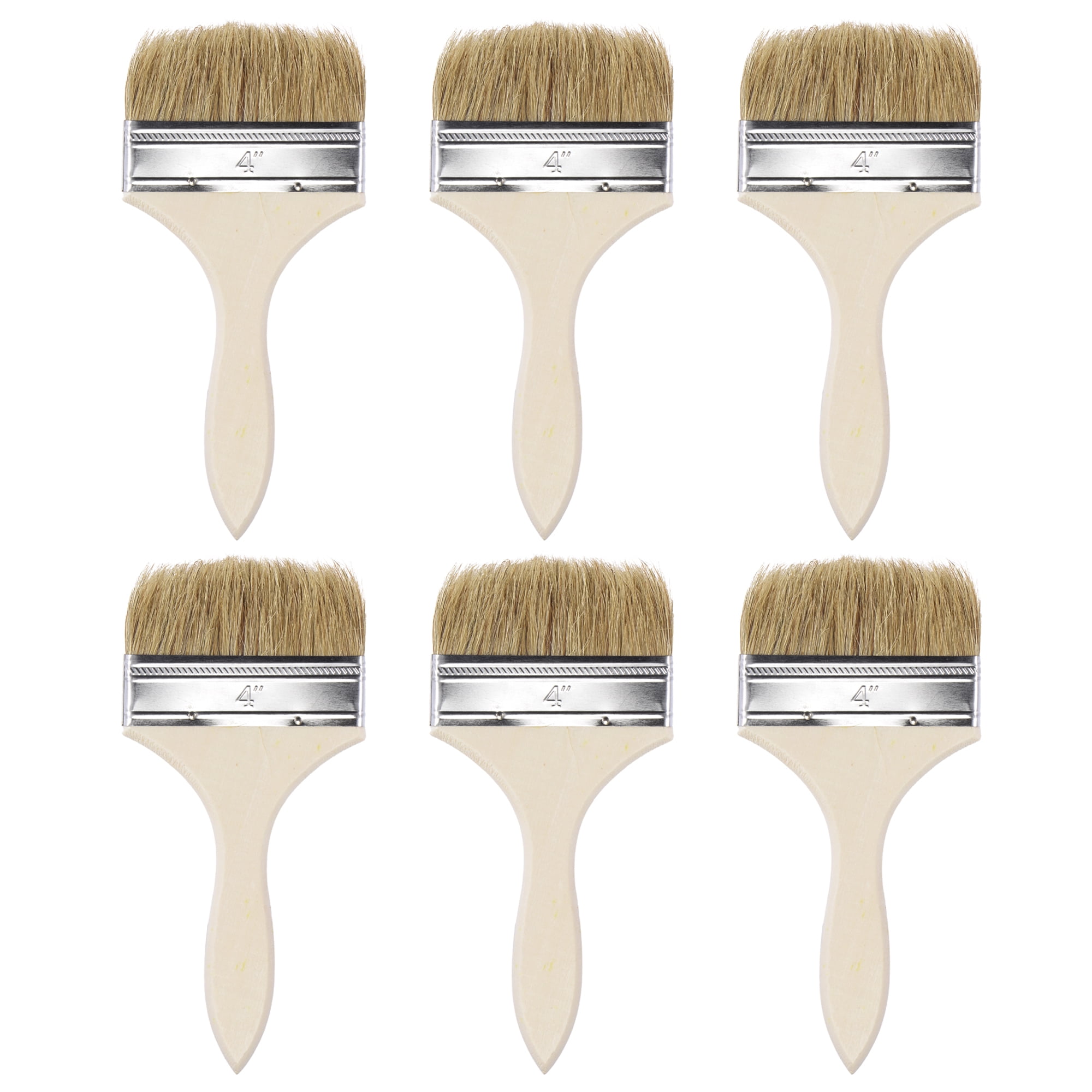 Uxcell 4 Inch Natural Bristle Flat Edge with Wood Handle Paint Brush ...