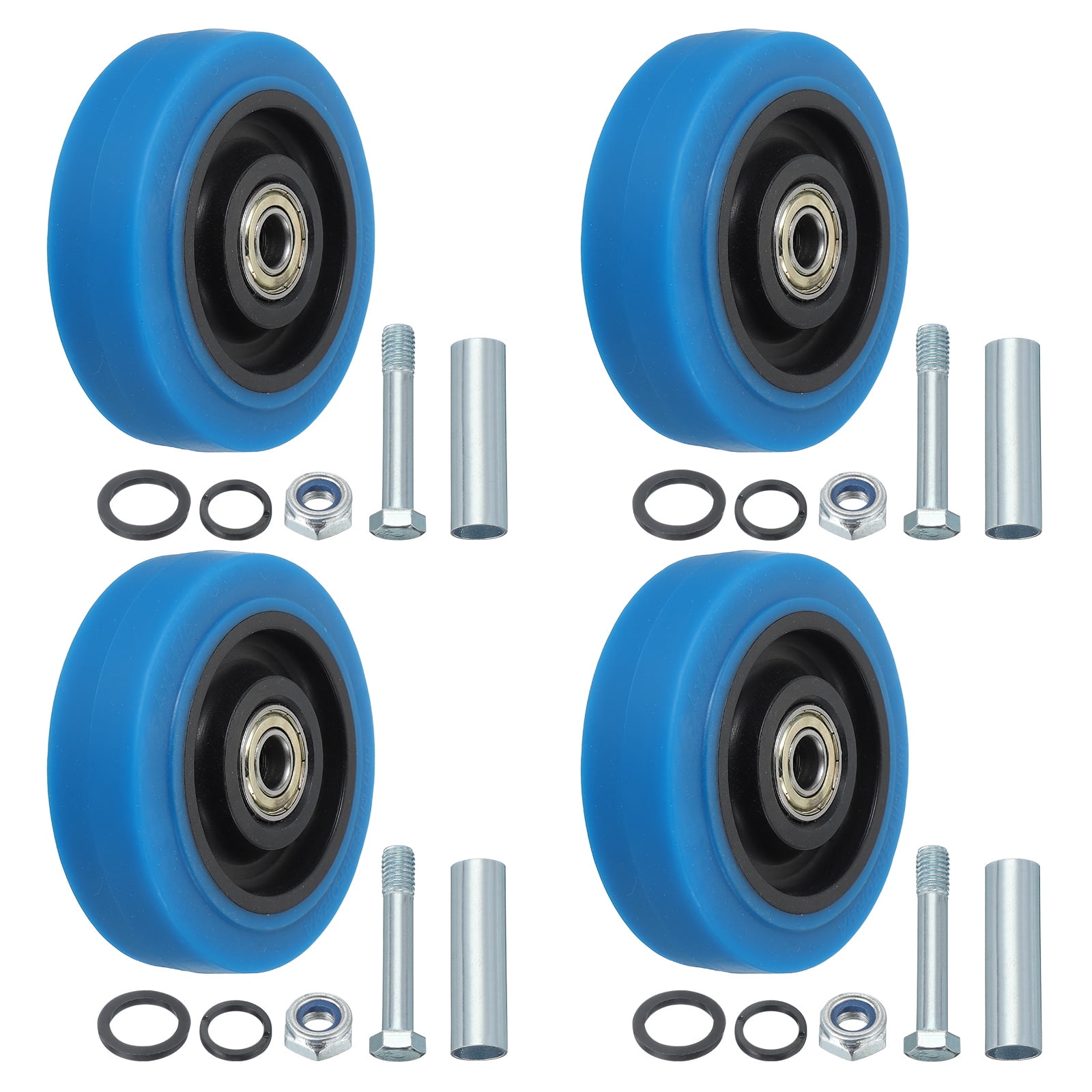 Uxcell Push Cart Wheels Replacement Rubber Rolling Casters with Bore ...