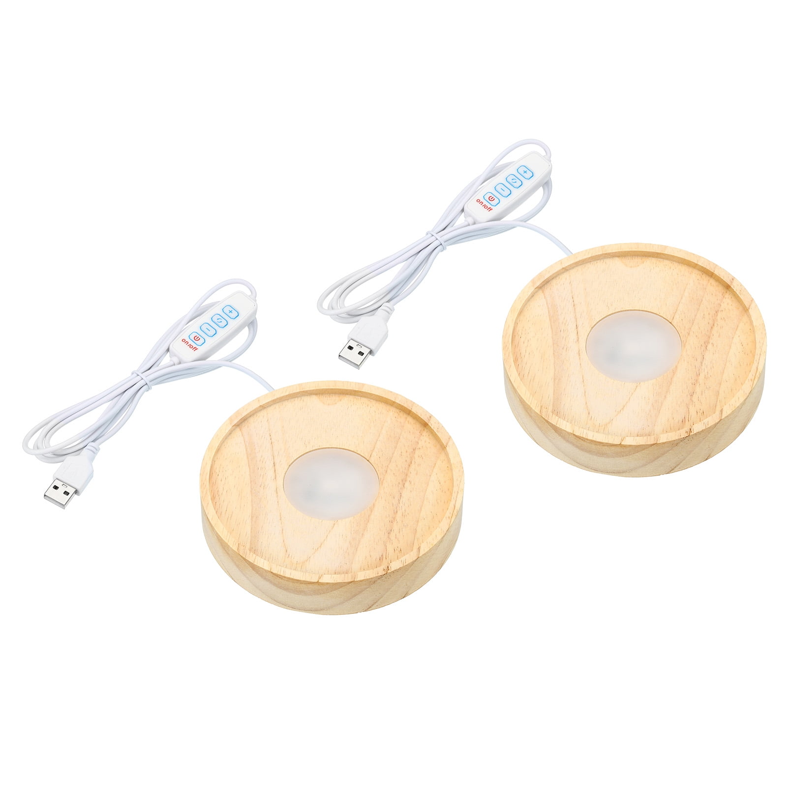 Uxcell 4 Inch Wooden LED Light Base, 2pcs Wood Display Base Stand w ...