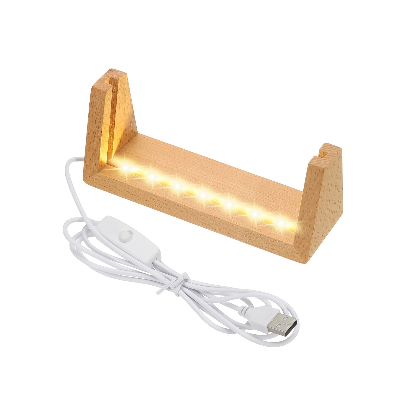 Uxcell 4 Inch Wooden LED Light Base Beech Wood Light Display Stand ...