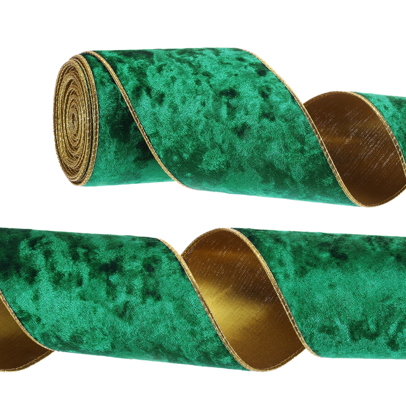 Uxcell 4" x 10 Yards Velvet Wired Gold Crushed Ribbon for Bow Decor ...