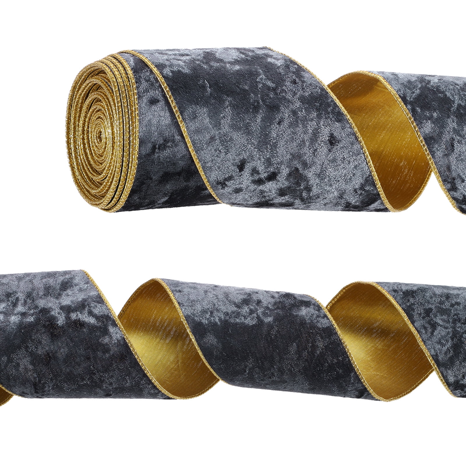 Uxcell Velvet Wired Ribbon, Gold Crushed Ribbons for Gift Wrapping and ...